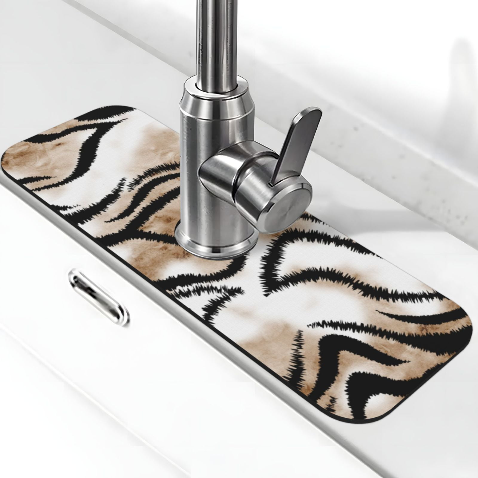 PAYOHTO Sink Splash Guard Faucet Mat Hand Drawing Tiger Texture Super ...