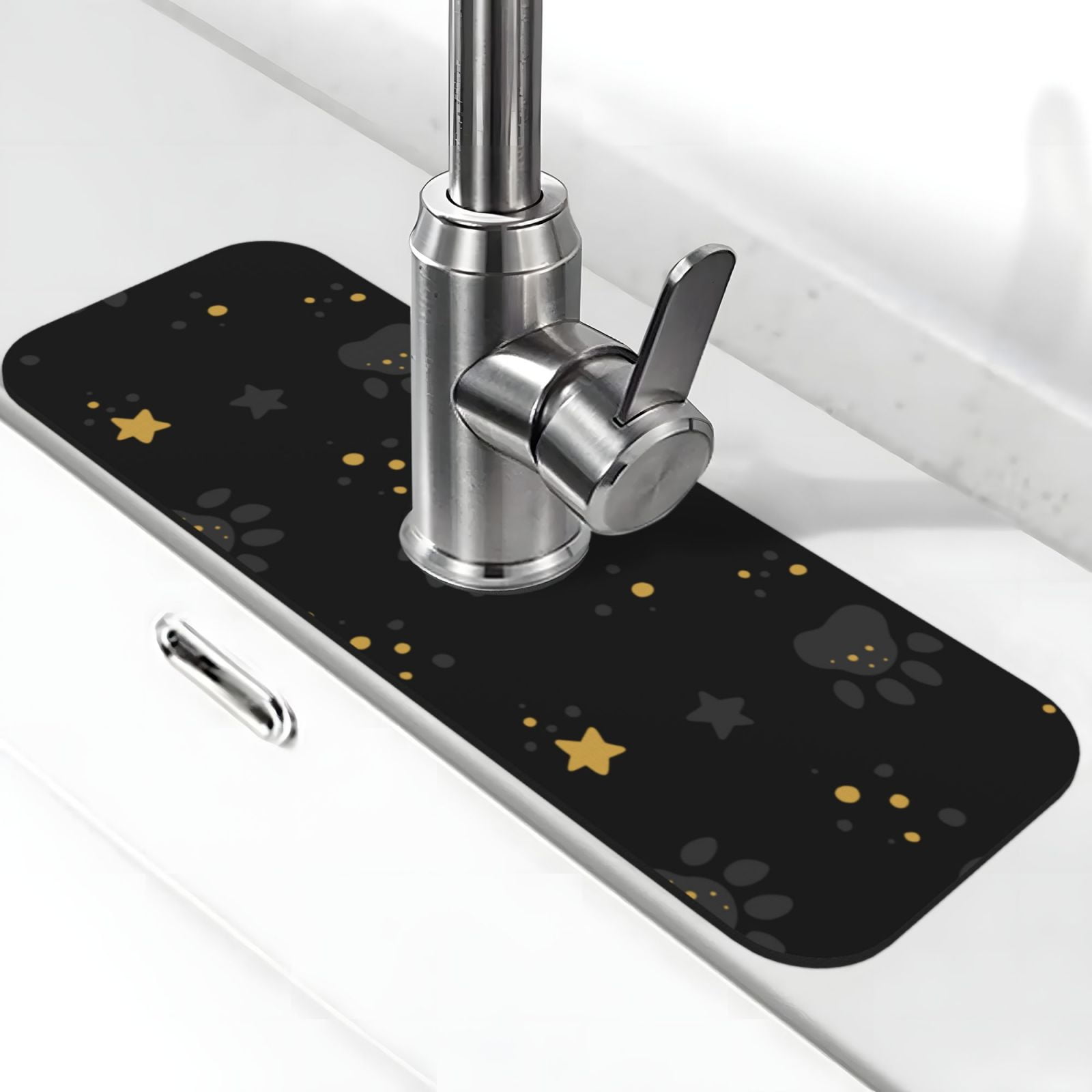 PAYOHTO Sink Splash Guard Faucet Mat Paws Cute Cartoon Stars Super ...
