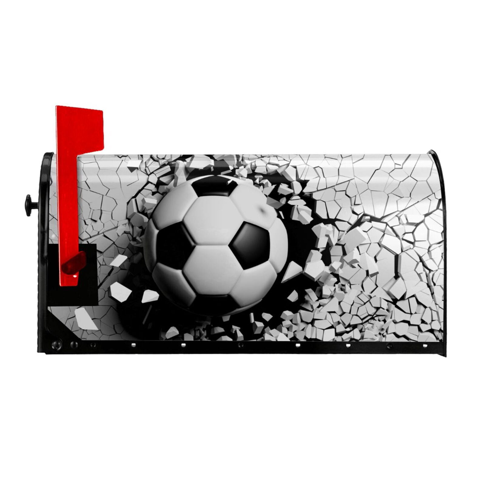 PAYOHTO Soccer Ball Breaking with A White Wall Mailbox Covers Magnetic ...