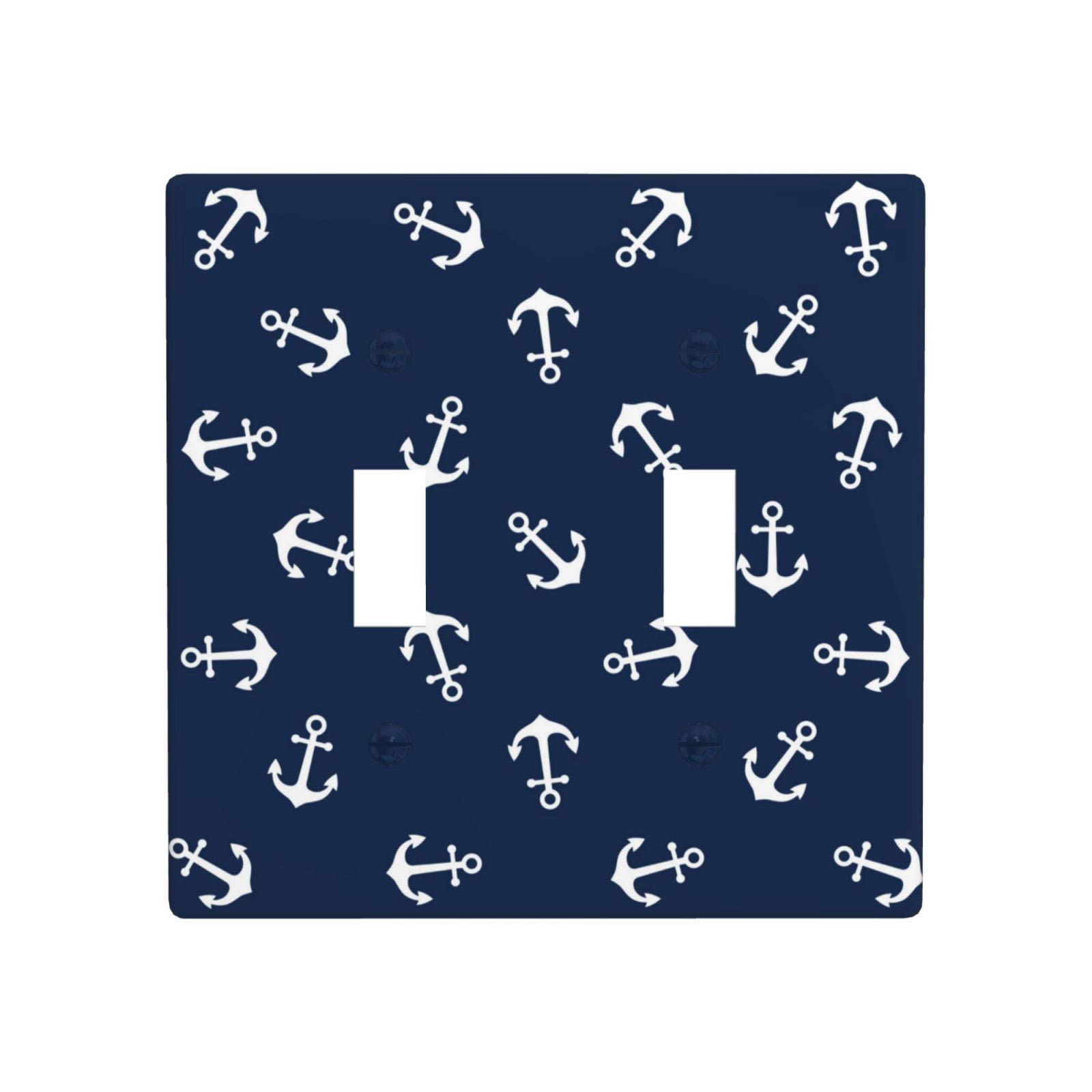 PAYOHTO Toggle Light Switch Wall Plate Anchors Navy Blue Double Switch ...