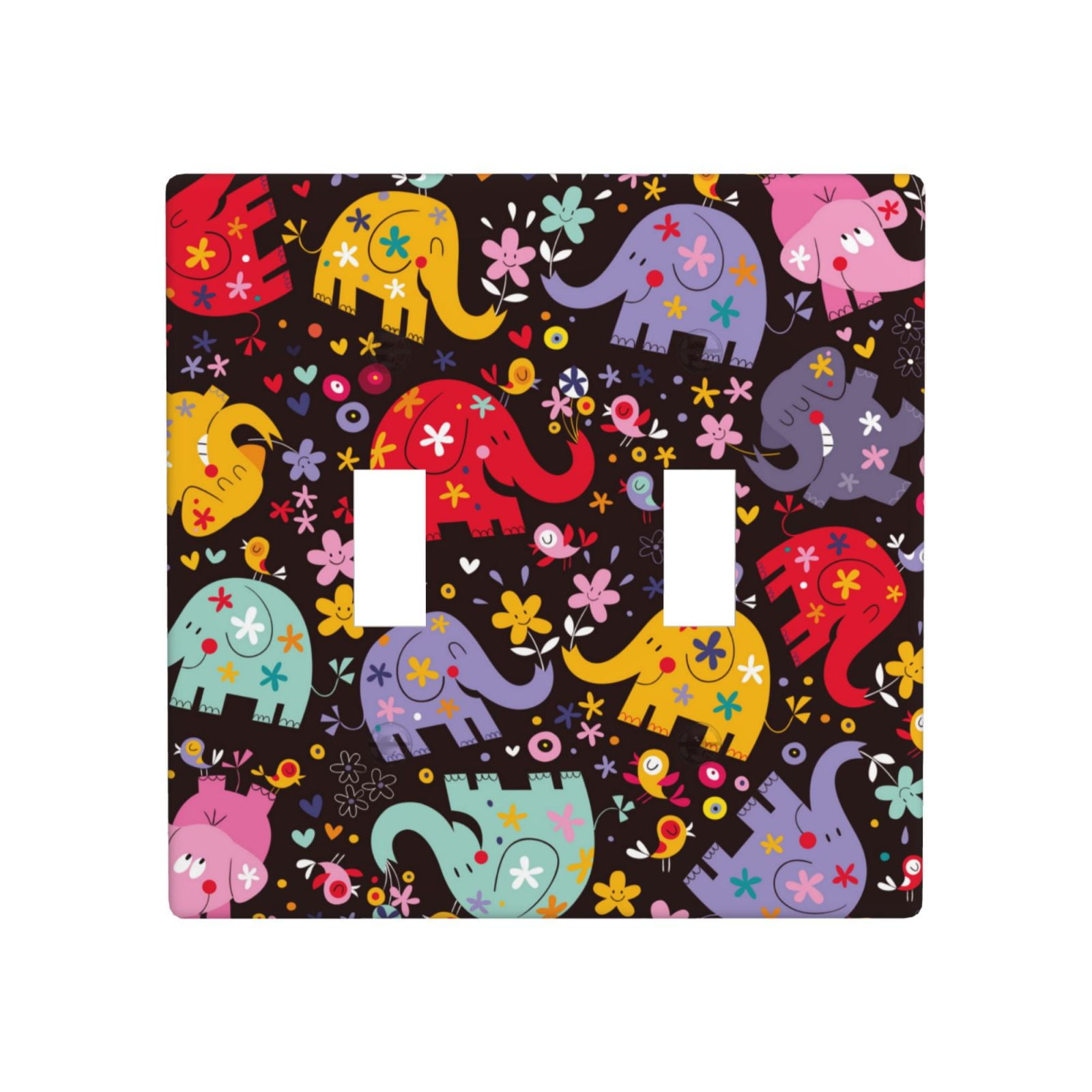 PAYOHTO Toggle Light Switch Wall Plate Colorful Cute Elephants Birds ...