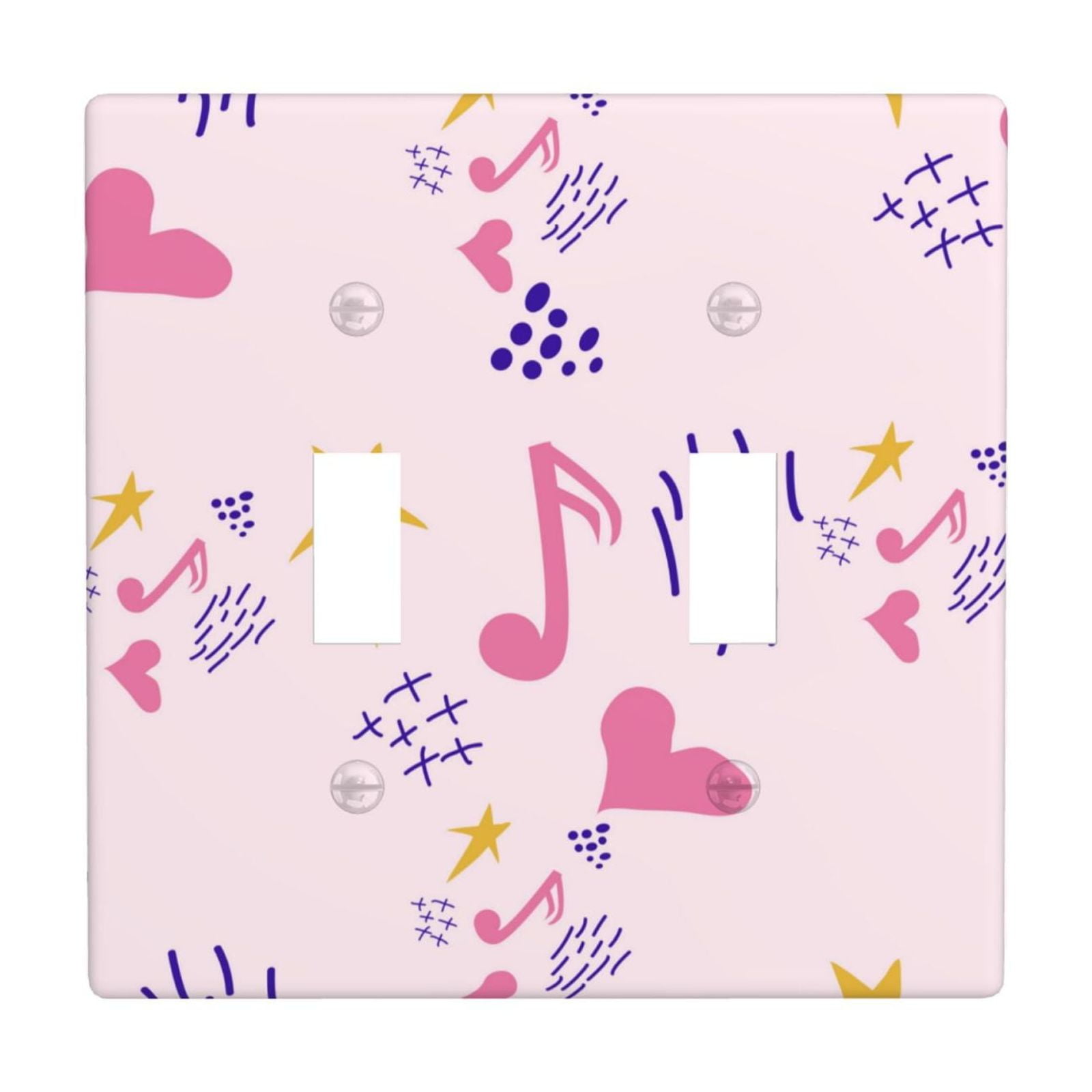PAYOHTO Toggle Light Switch Wall Plate Cute Doodles Girl Musical Double ...