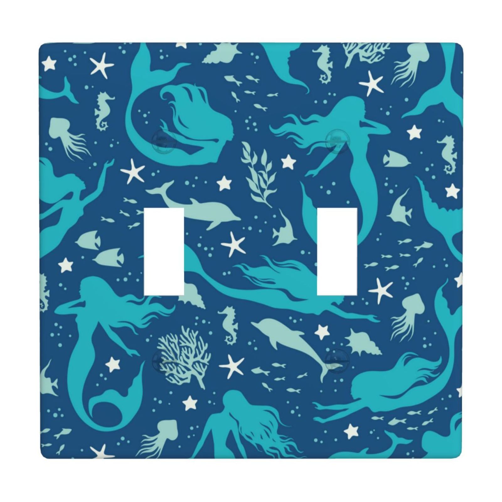 PAYOHTO Toggle Light Switch Wall Plate Mermaid Dolphin Ocean Elements ...
