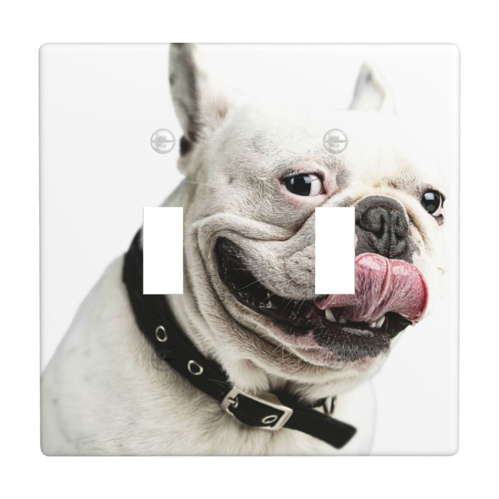 PAYOHTO Toggle Light Switch Wall Plate White French Bulldog Double ...