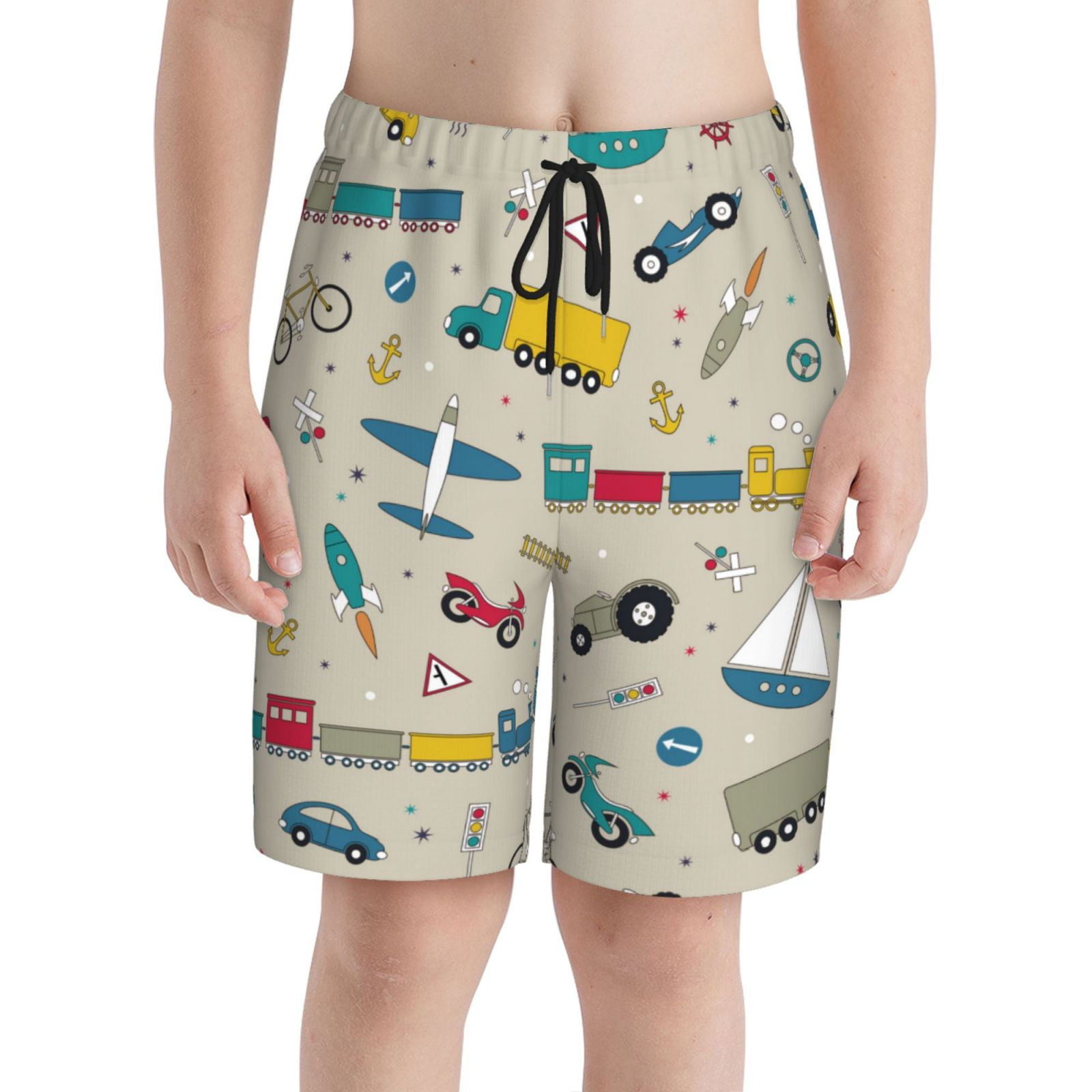 PAYOHTO Traffic Elements Pattern Boys Swim Trunks Quick Dry Beach ...