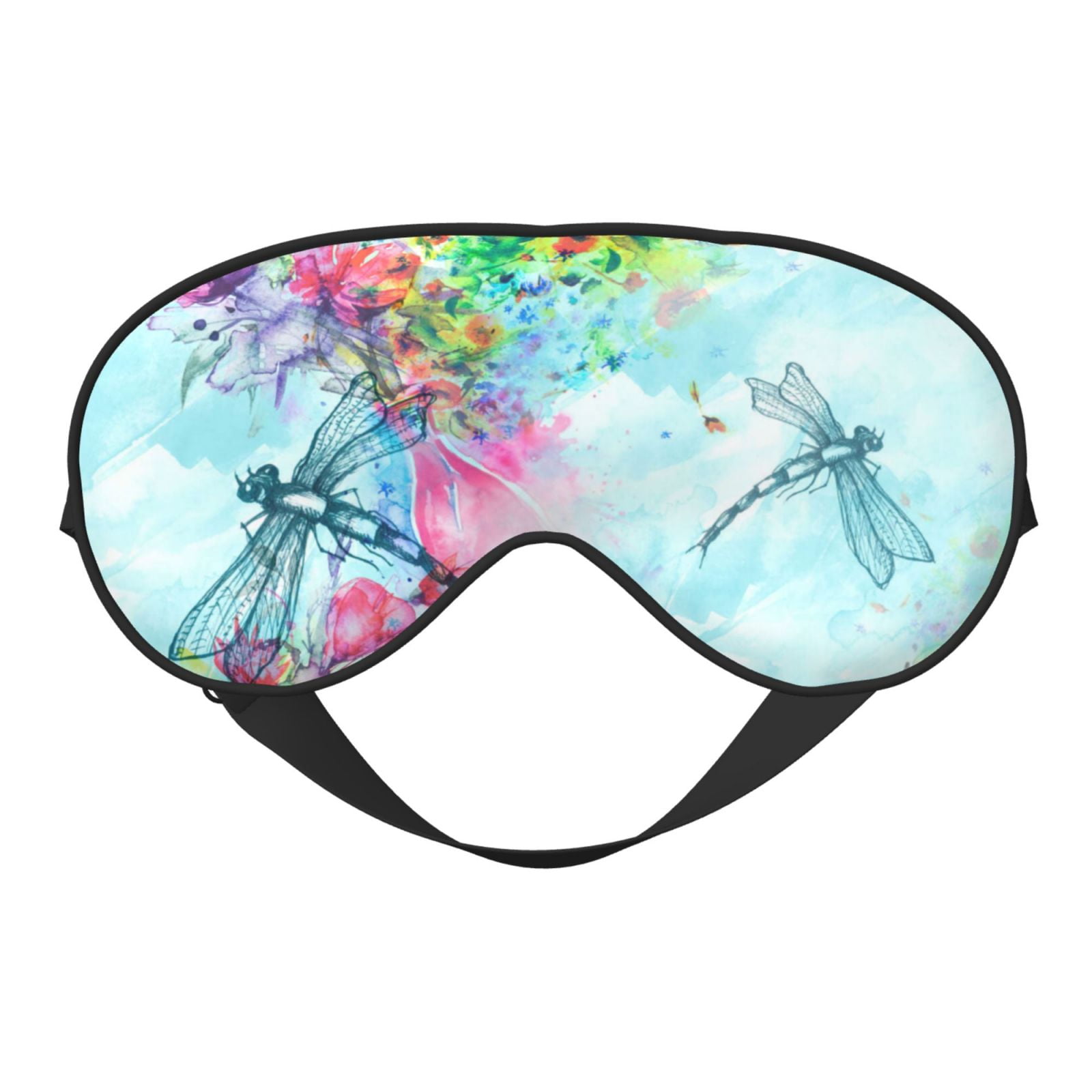 PAYOHTO Watercolor Flowers Cyan-blue Soft Sleep Mask Comfort Pure Silk ...