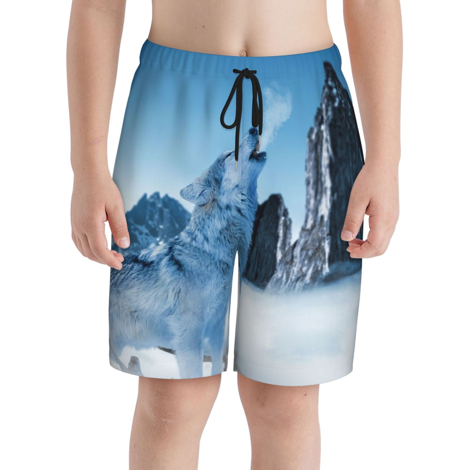 PAYOHTO Wolf Howling Ssnowy Mountain Boys Swim Trunks Quick Dry Beach ...