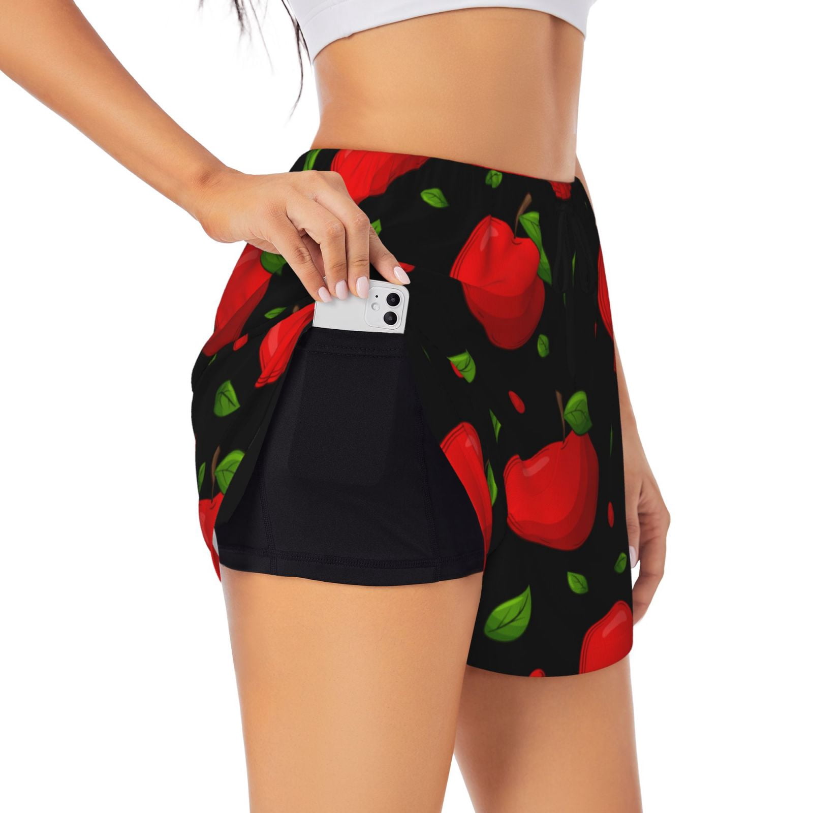 PAYOHTO Women's Workout Gym Shorts Lightweight Double-Layer Sports ...