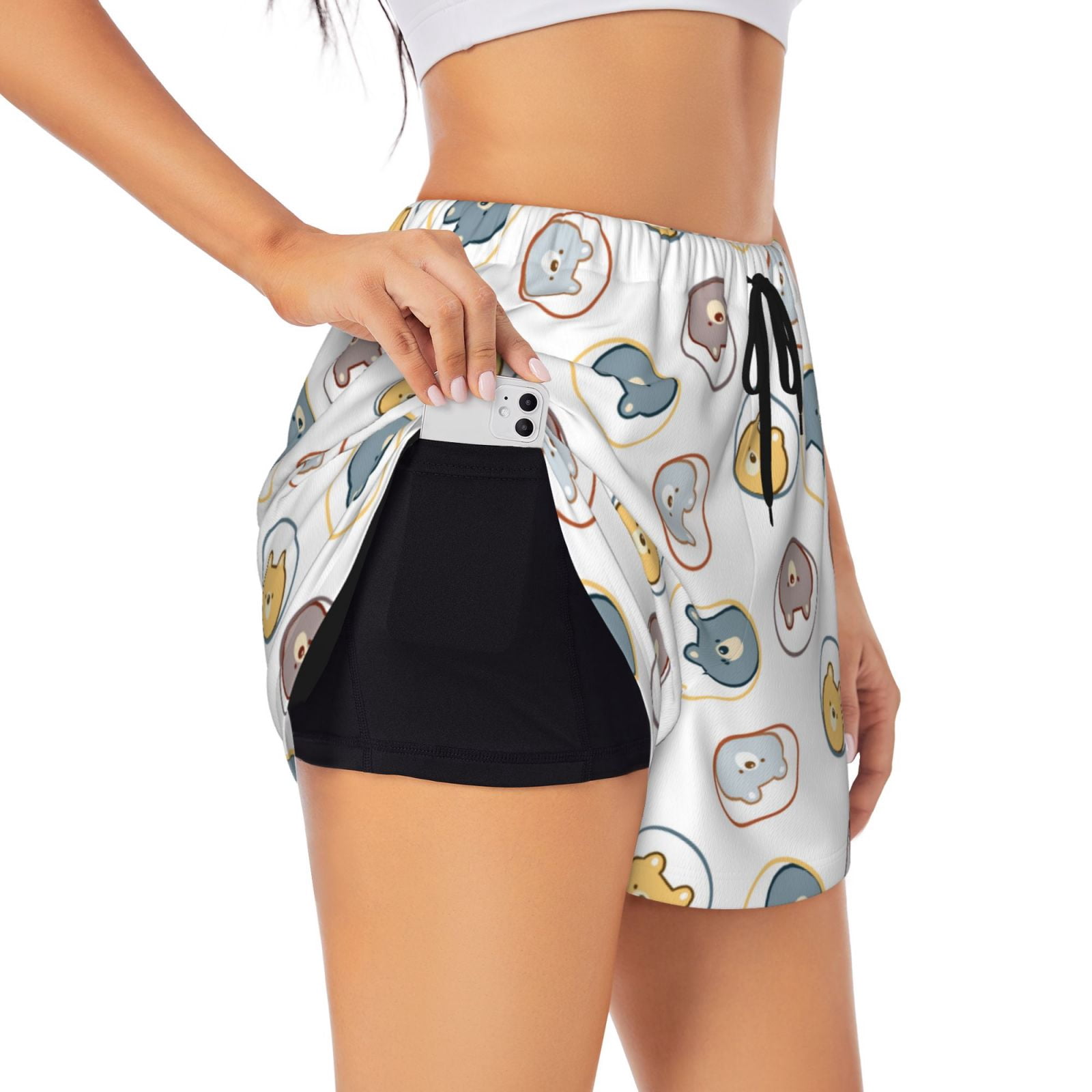 PAYOHTO Women's Workout Gym Shorts Lightweight Double-Layer Sports ...