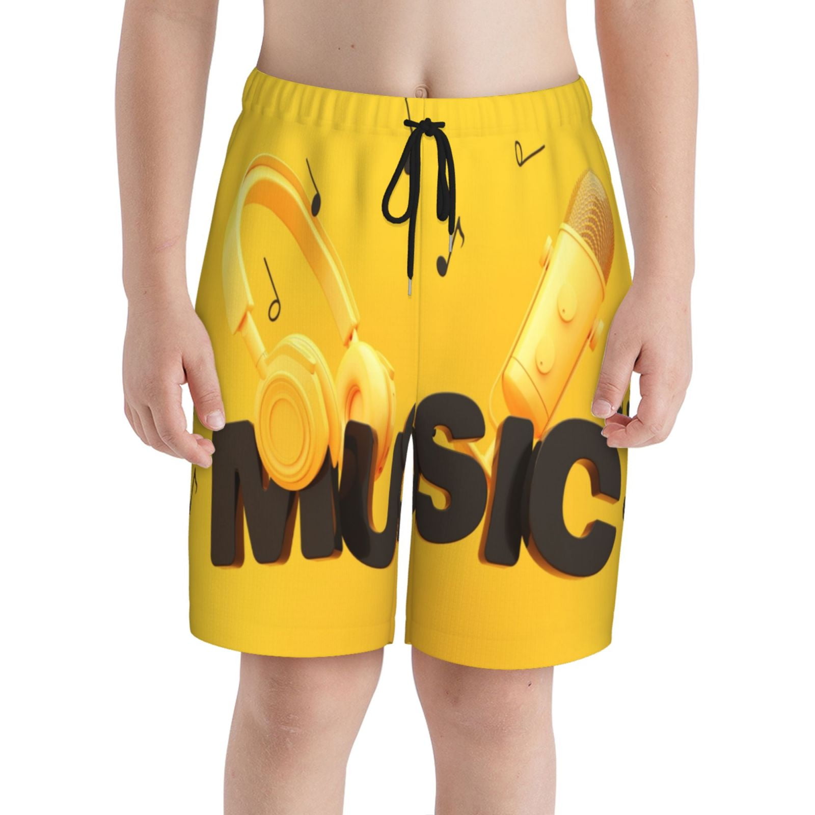 PAYOHTO Yellow Bright Music background Boys Swim Trunks Quick Dry Beach ...