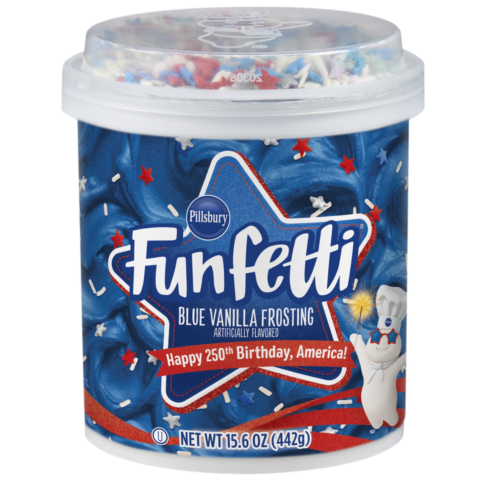 Pillsbury Funfetti Stars and Stripes Blue Vanilla Frosting, 15.6 oz Tub ...