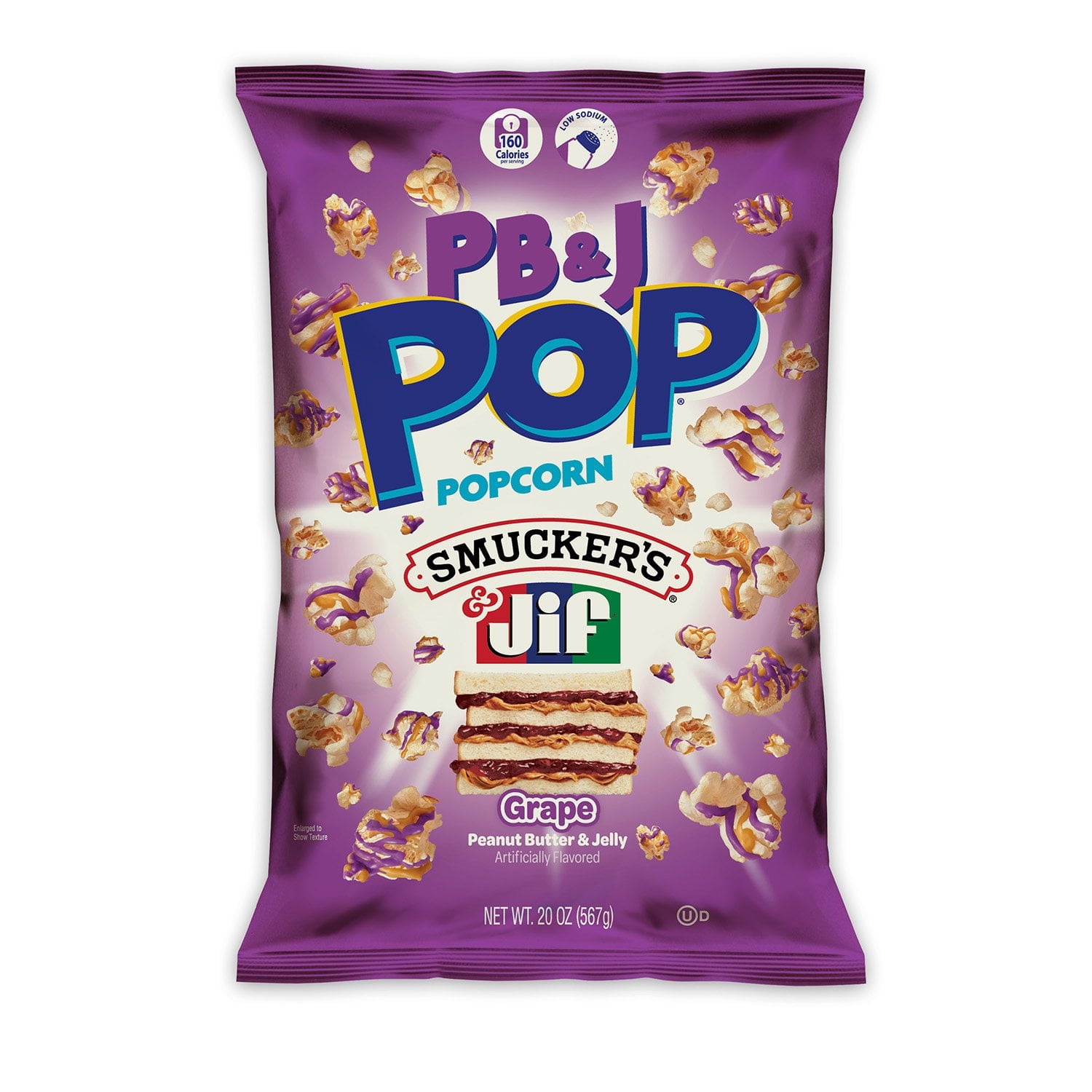 PB&J Pop Grape Popcorn Snack, Made with Jif & Smucker’s, 20 oz Bag ...