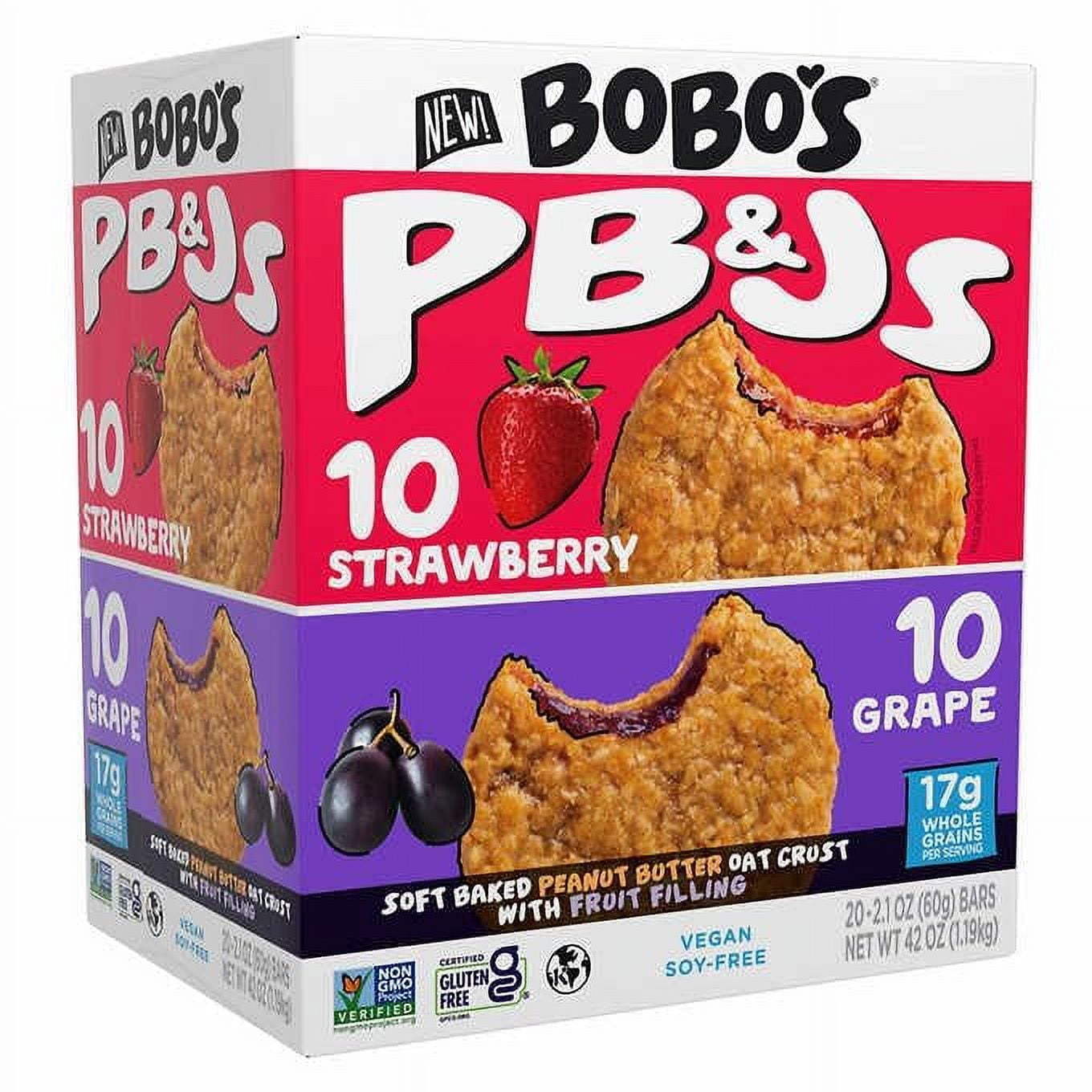 PB&Js Oat Sandwich Bar, 2.1 Oz, 20 Count, 10 Strawberry 10 Grape ...