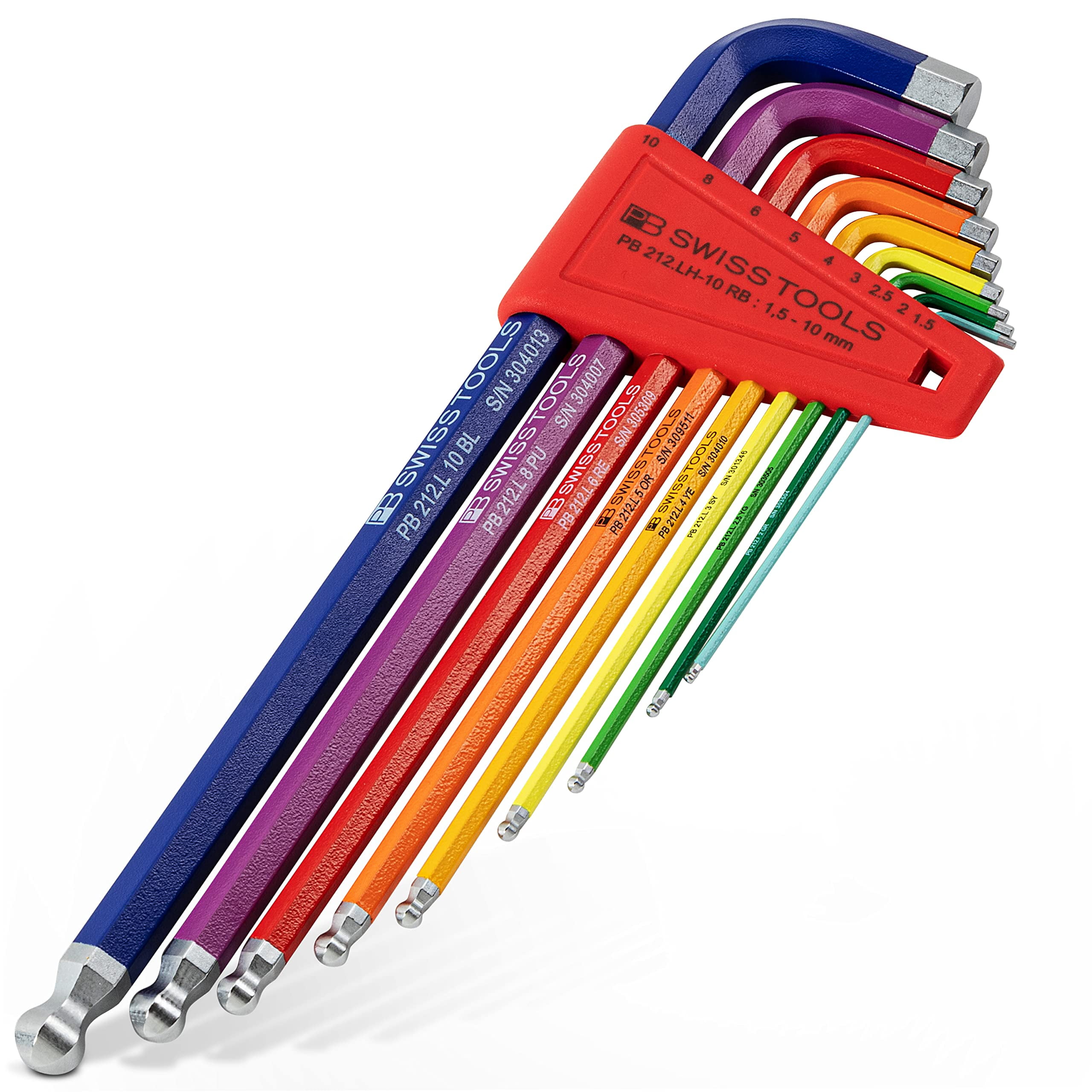 PB SWISS TOOLS - RainBow key L-Wrenches, Long, with Ball Point for Hexagon Socket Screws, Model ...