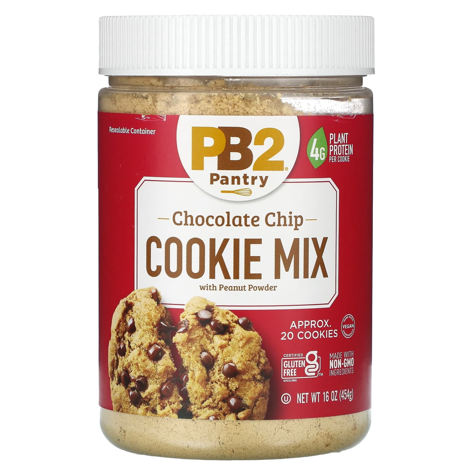 PB2 Foods, Chocolate Chip Cookie Mix with Peanut Powder, 16 oz Pack of ...