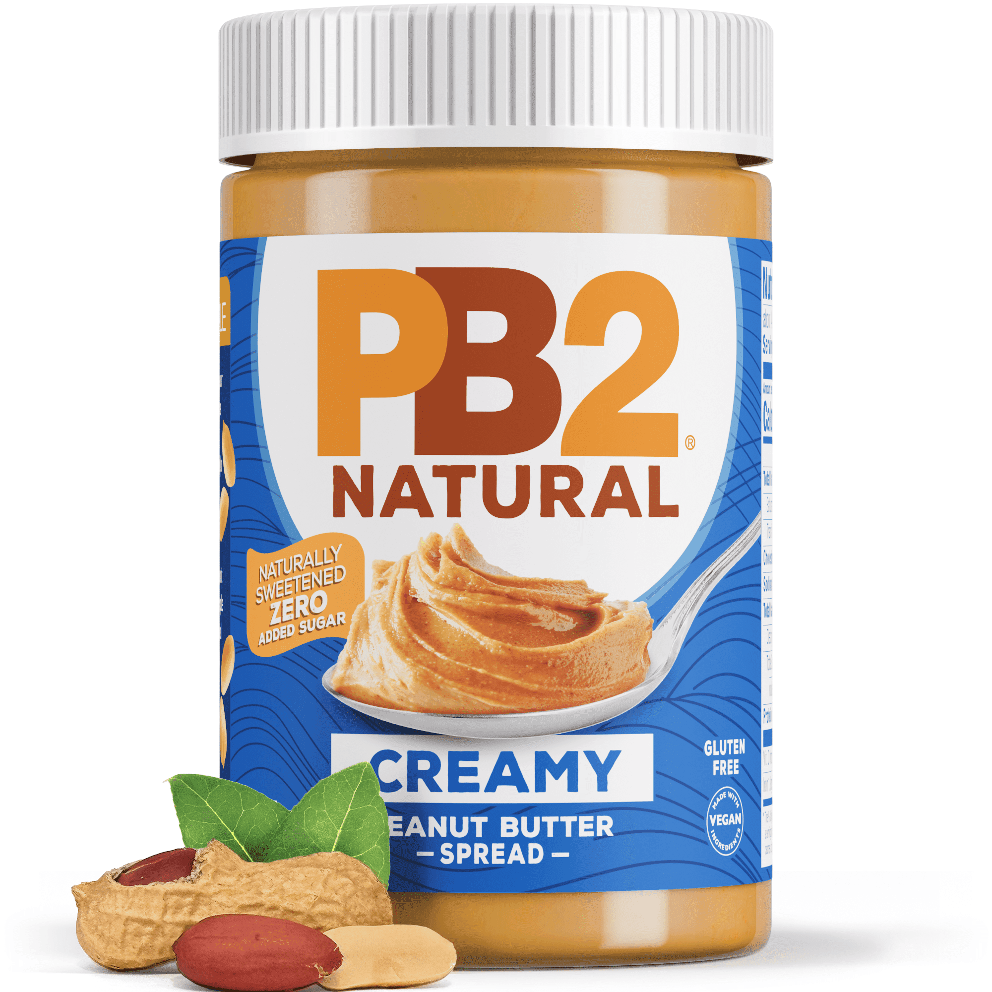 PB2 Natural Creamy Peanut Butter, All Natural, Gluten-Free, Vegan, Zero ...