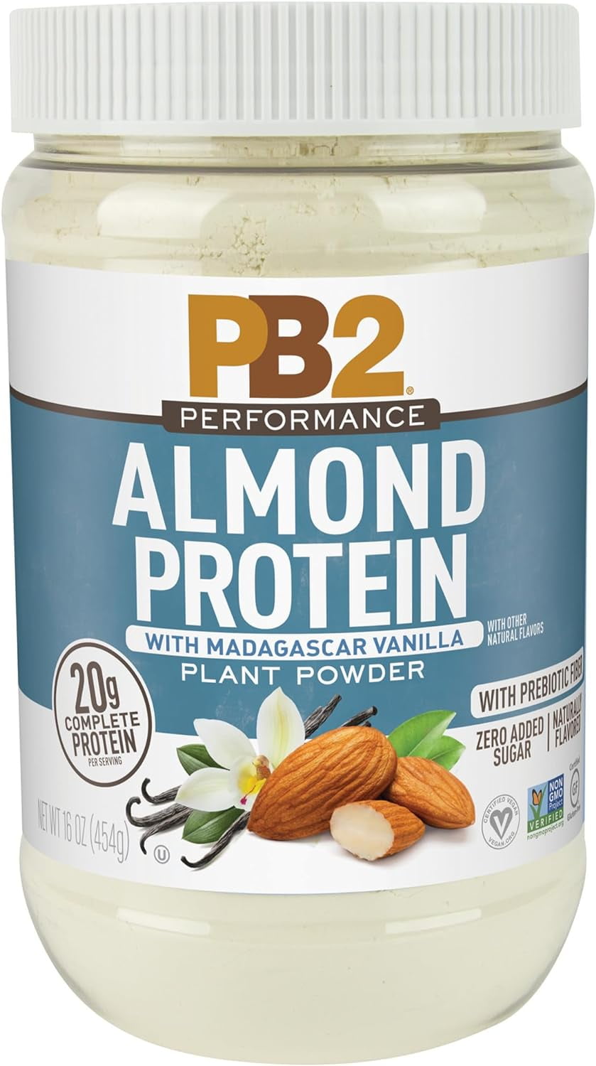 PB2 Performance Vegan Almond Protein Powder, Madagascar Vanilla, 1 lb ...