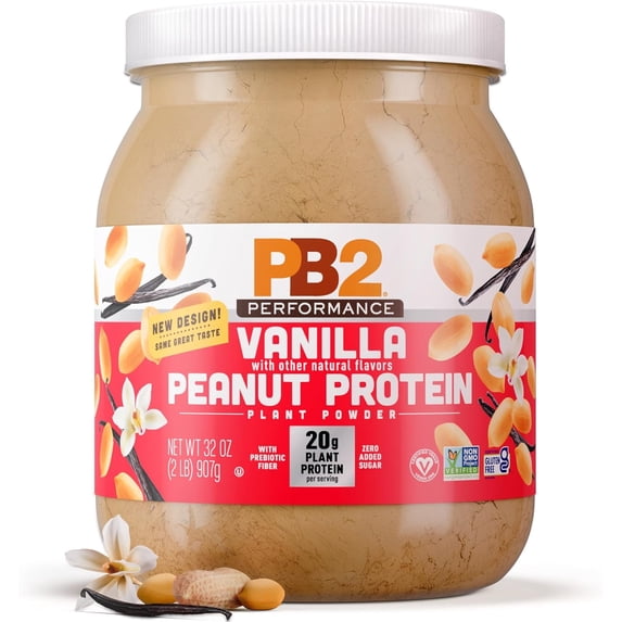 PB2 Performance Peanut Vegan Protein Powder, 20g, Vanilla, 2LB ...