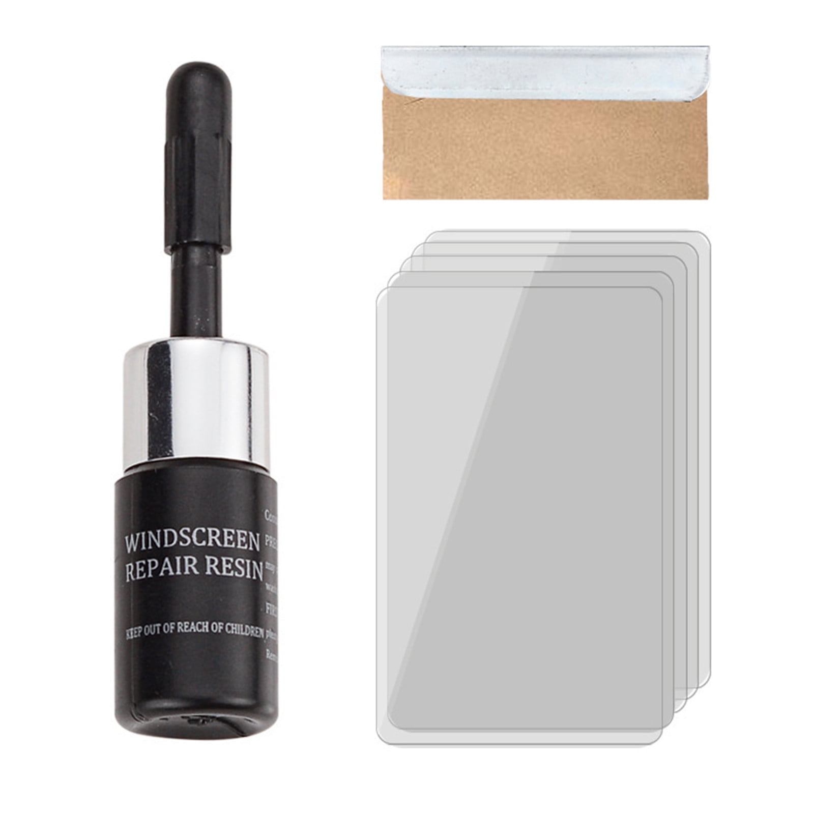 PBAZIH 3ml Windshield Crack Repair Kit, Black/White Bottle + Blade + 5 ...