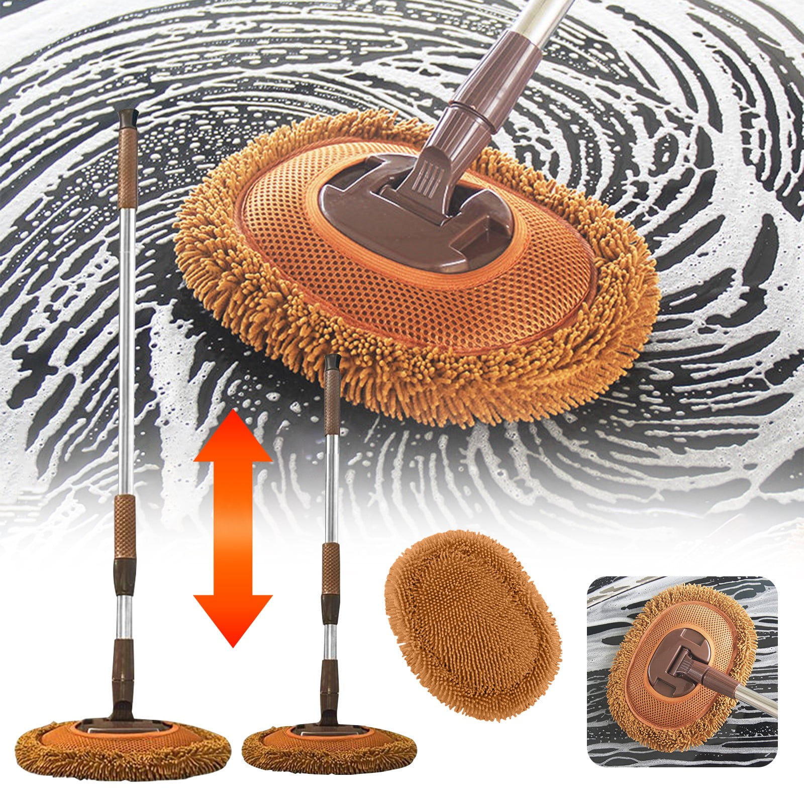 PBAZIH Adjustable Telescopic Car Wash Mop Kit with Long Handle Easy to ...