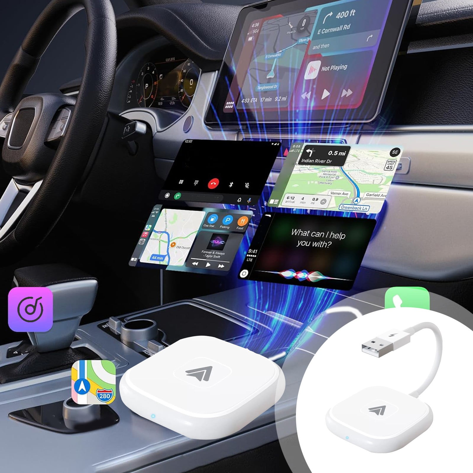 PBAZIH Android Auto Diamond Carbon White Adapter for Android Phone Car ...