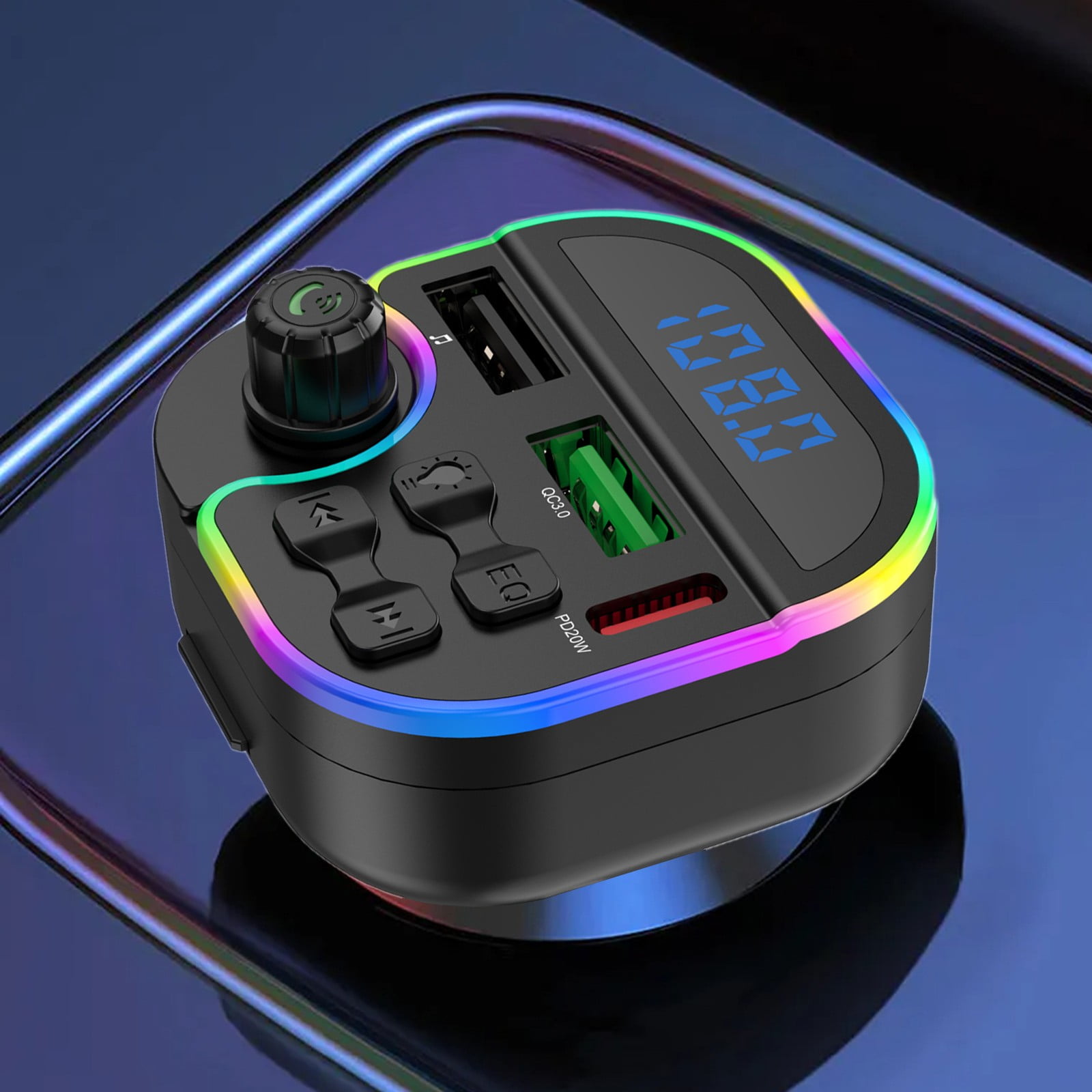 PBAZIH Bluetooth 5.0 FM Transmitter Hands-Free Car Radio Modulator MP3 ...