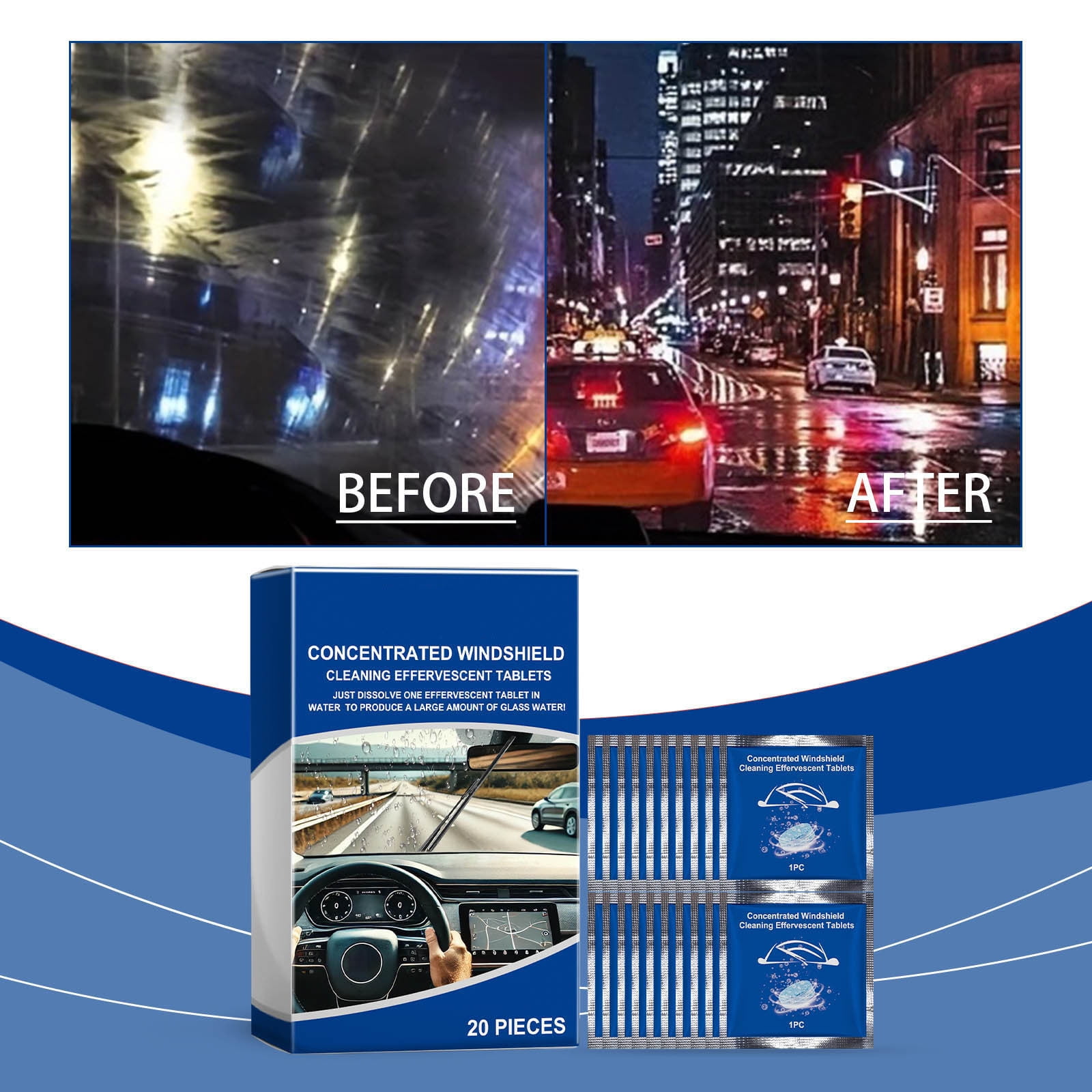 PBAZIH Car Glass Water Windscreen Cleaning Effervescent Tablets ...