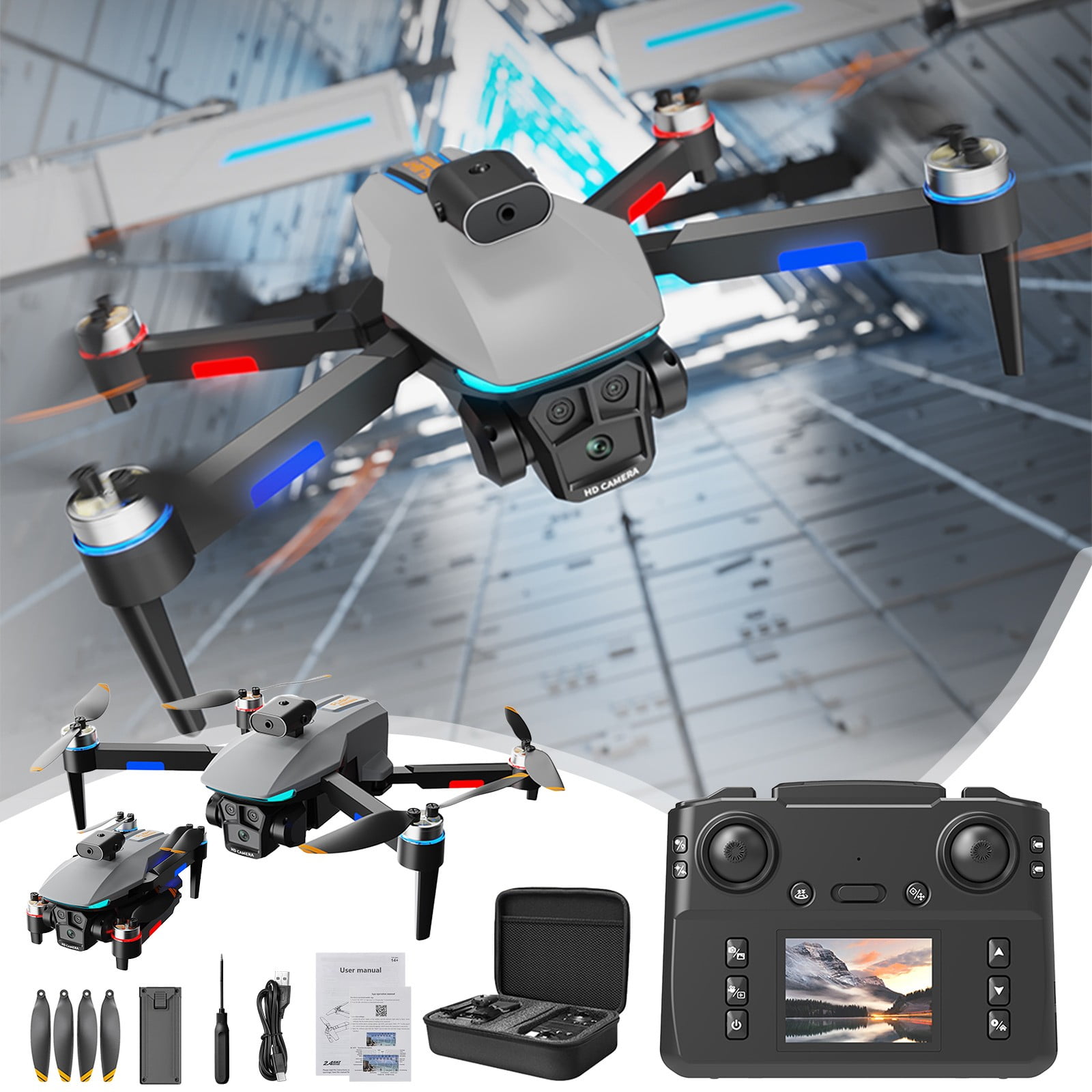 PBAZIH Drone with ESC Camera, Brushless Motor, Remote Control, 2.4G RC ...