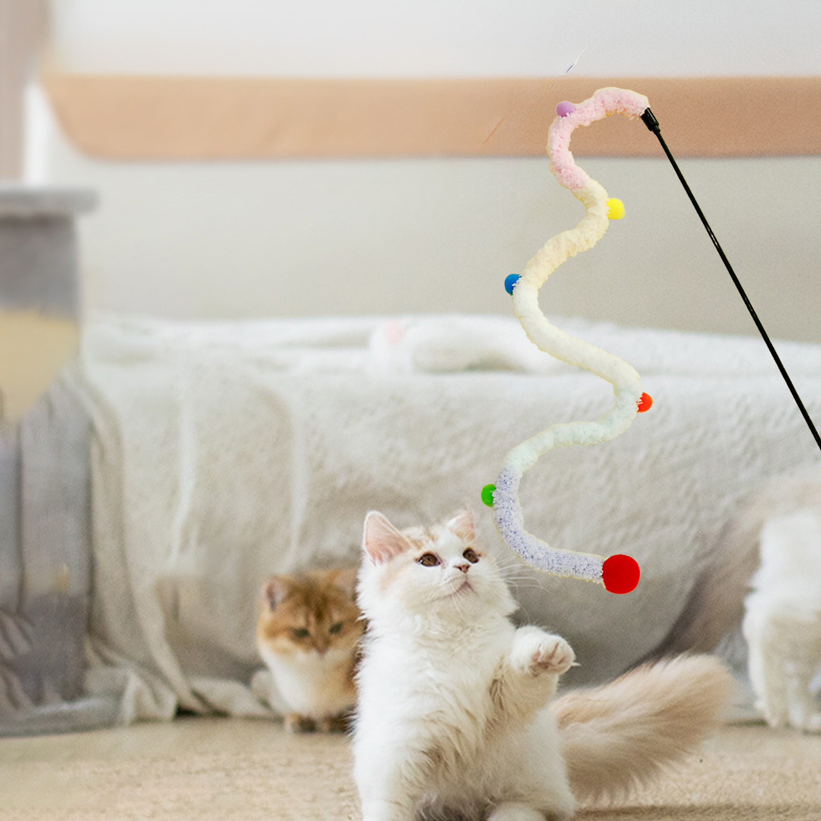PBAZIH Extra Long Plushs Strips Cats Teasing Sticks, Quiet and Cute ...