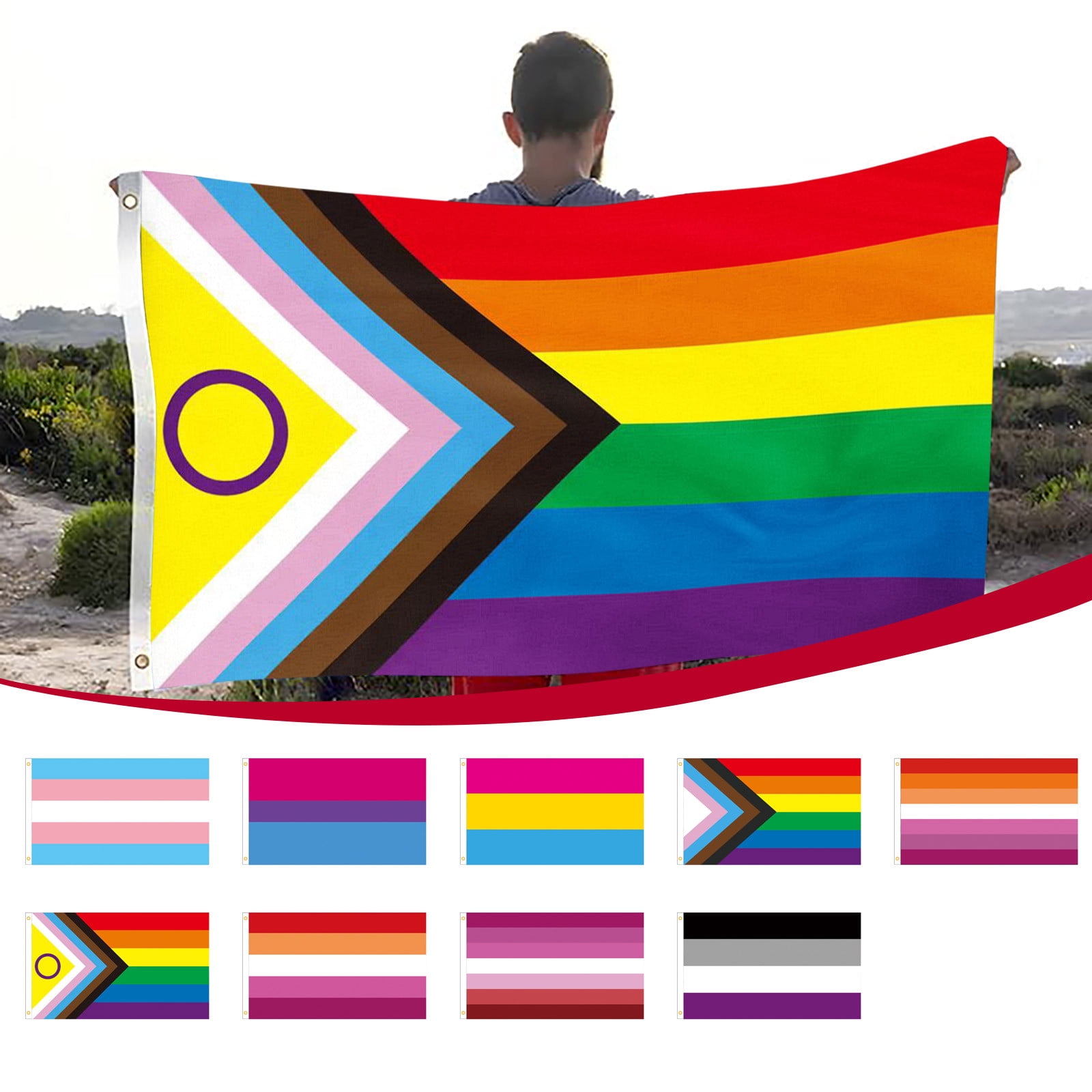 PBAZIH LGBT Progress Flag 3x5 Heavy Duty Polyester All-Inclusive ...