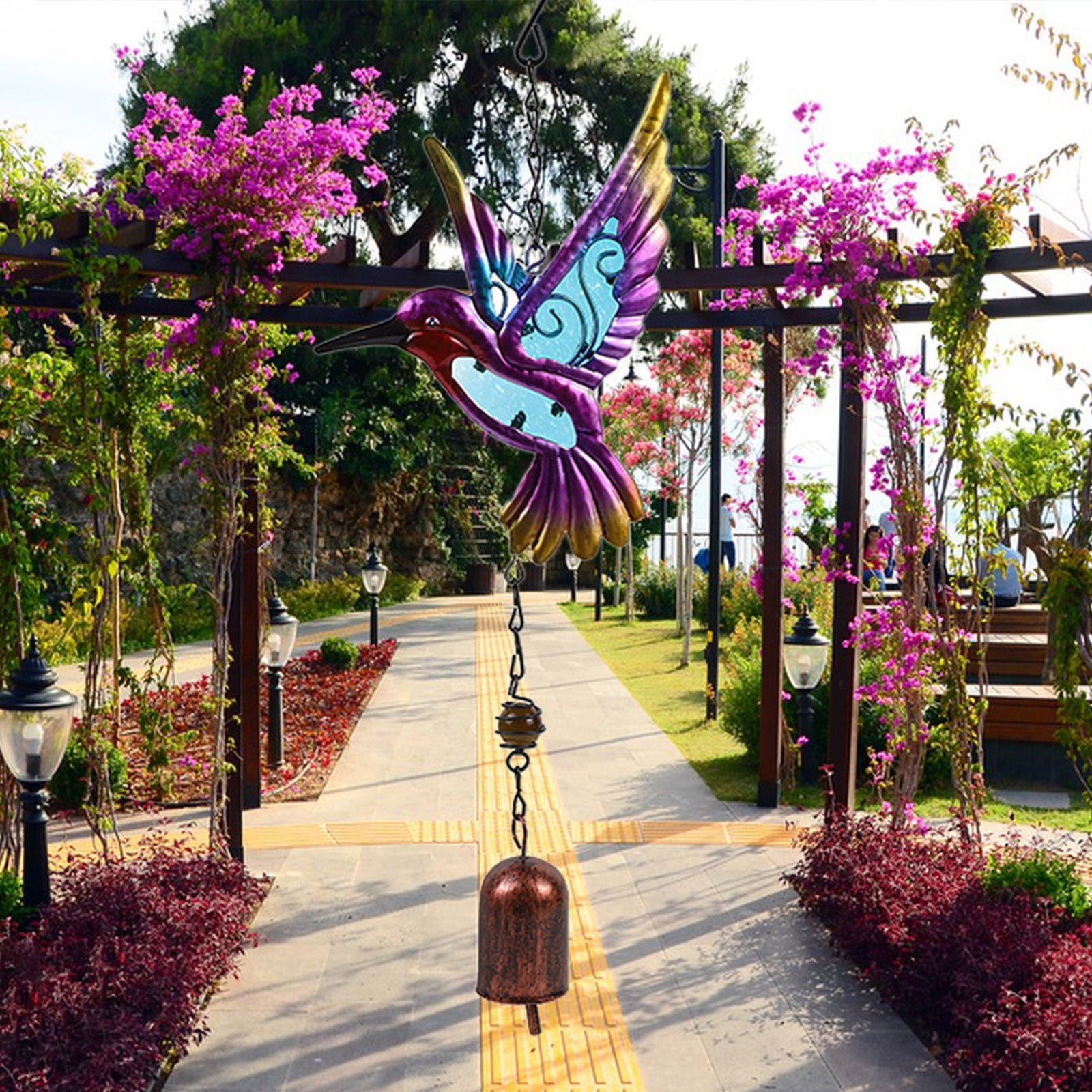 PBAZIH Metal Hummingbird Wind Chime Pendant with Beautiful Glass ...