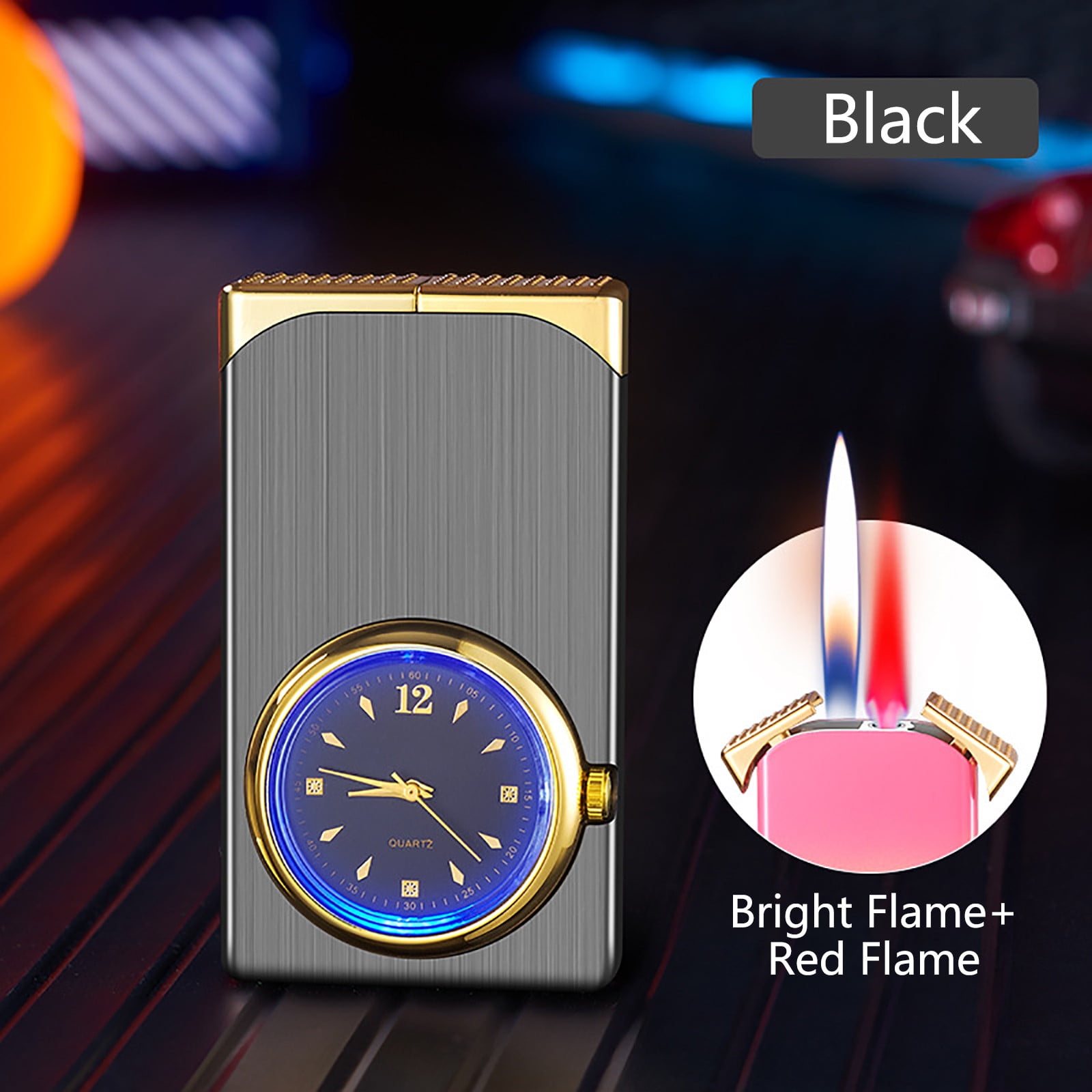 PBAZIH Metal Inflatable Lighter with Double Flame and LED Light ...