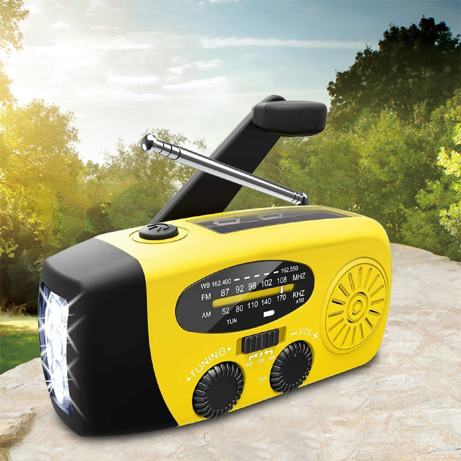 PBAZIH Portable Solar Radio, Hand Crank Power Emergency Radio ...