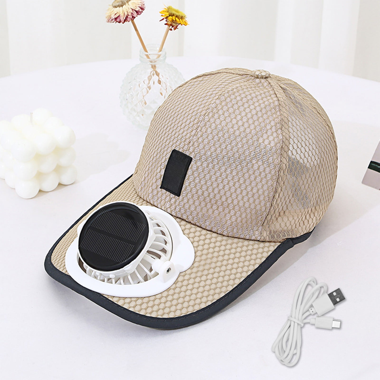 PBAZIH Solar Breathable Fan Cap, USB Charging, Lightweight Sun ...