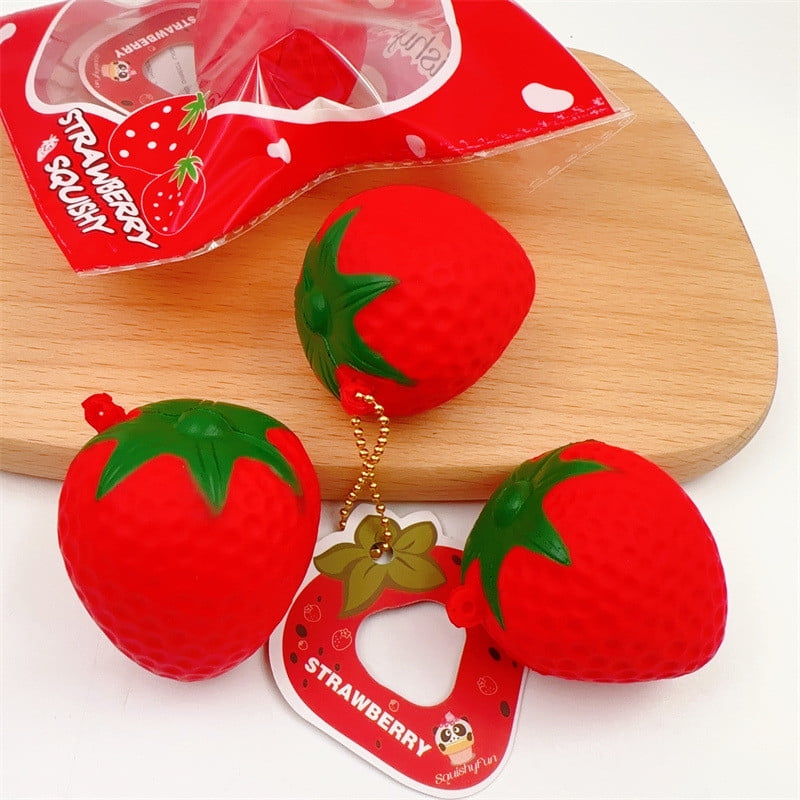 PBAZIH Strawberry Pinch Stress Relief Keychain, Slow Squeeze Sensory ...