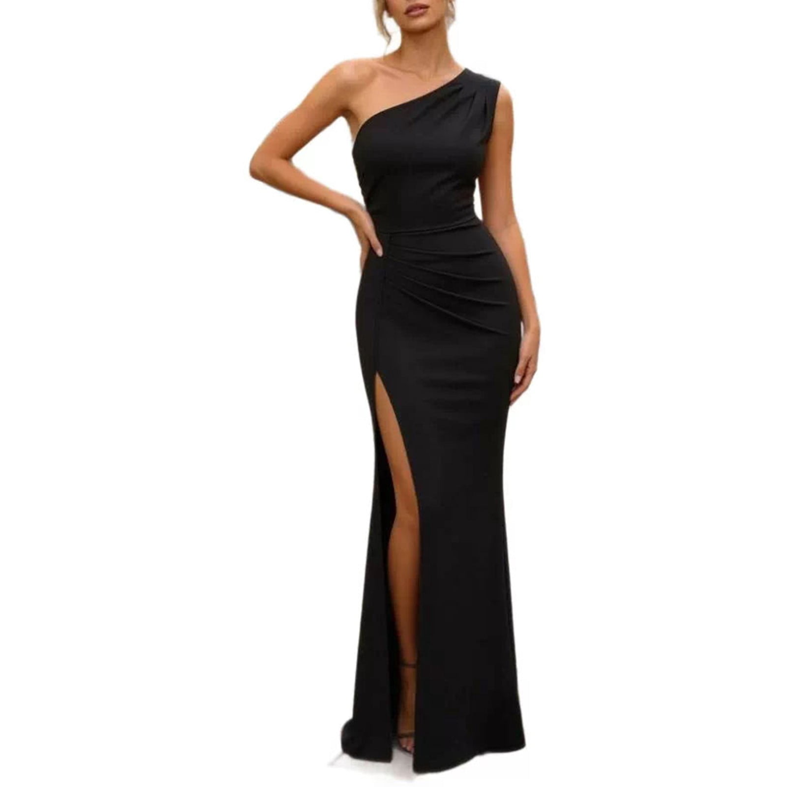PBFRDSJ Bodycon Dresses for Women One Shoulder Sleeveless High Split ...
