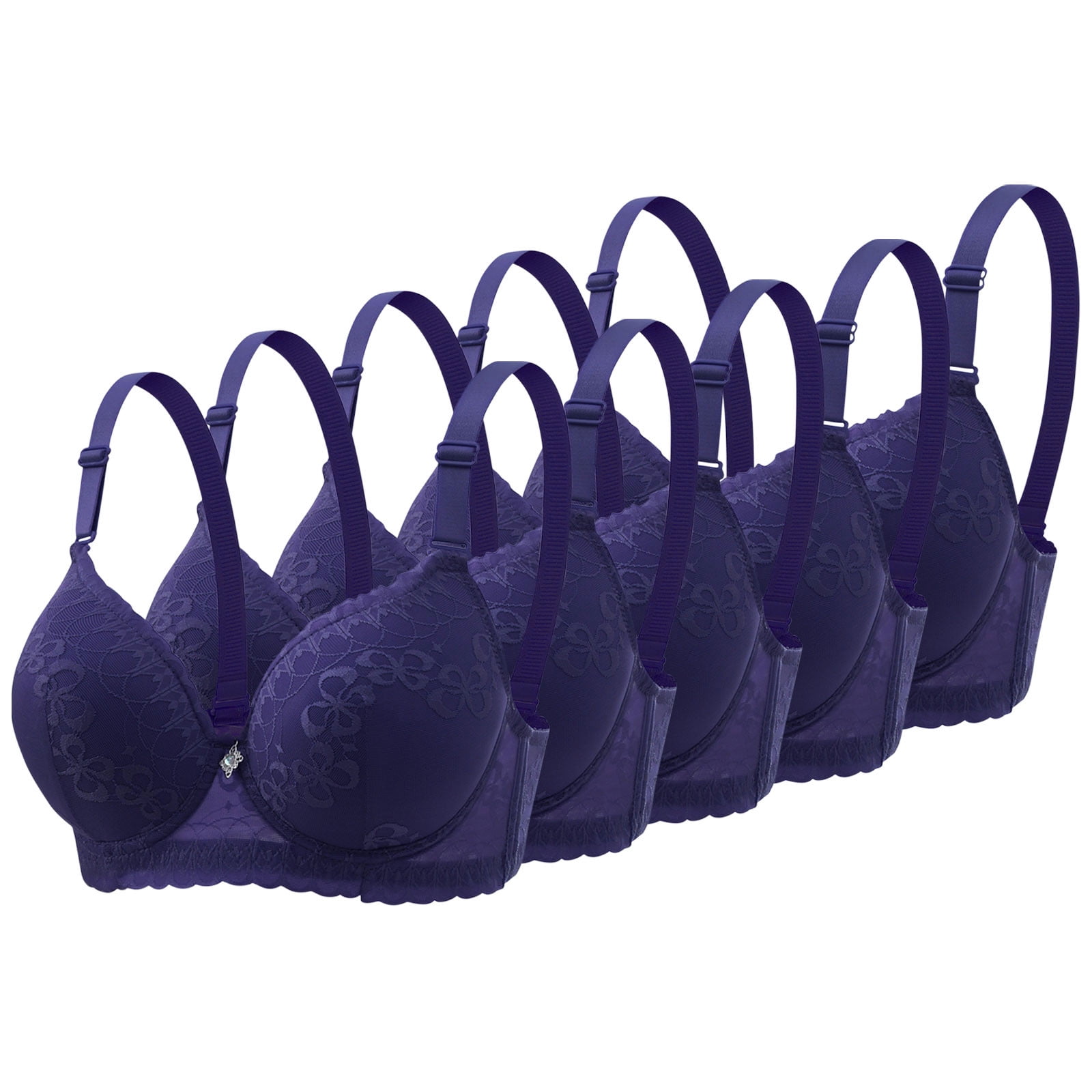 PBFRDSJ Bras Women (5PC) Lace Embroidery Everyday Comfort Full Cup Bra ...