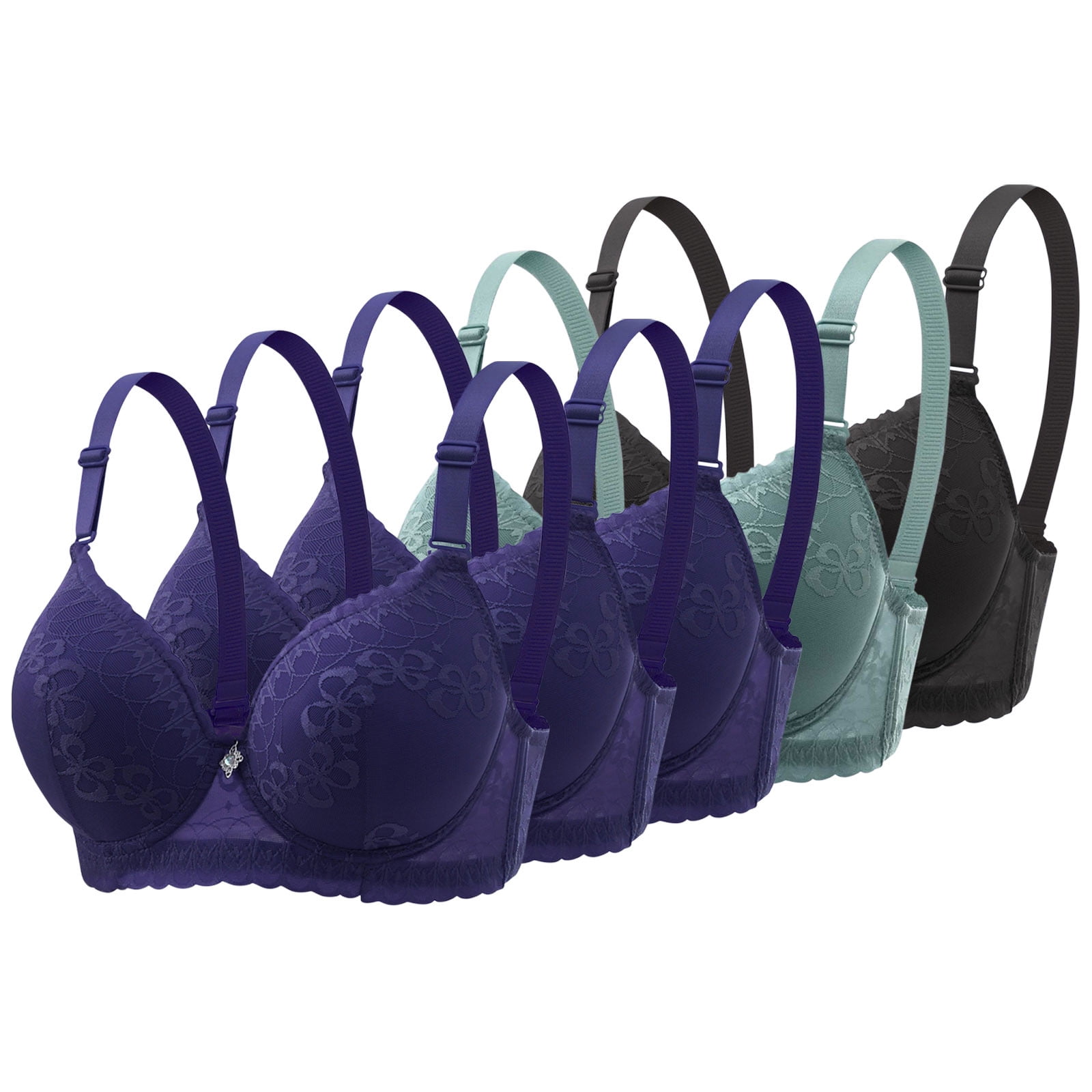 PBFRDSJ Bras Women (5PC) Lace Embroidery Everyday Comfort Full Cup Bra ...