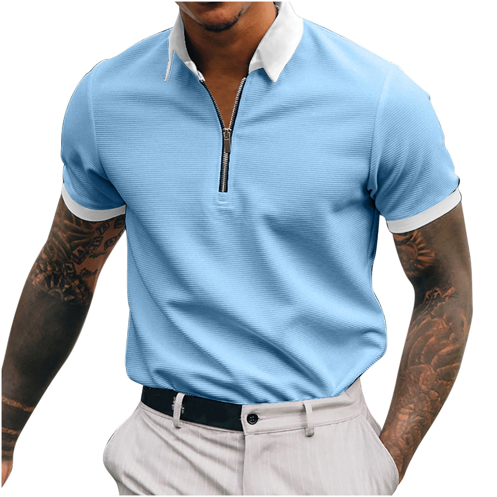 PBNBP Polos Shirts for Men,Mens Knitted Polos Shirts Quarter Zip Polos ...