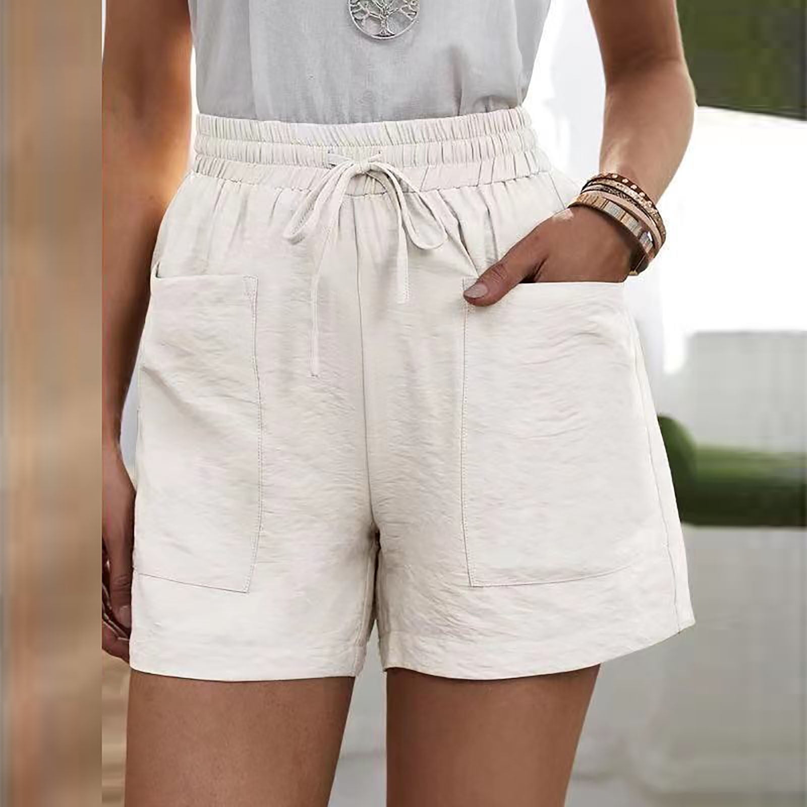 PBNBP Womens Linen Shorts,Women's Bermuda Shorts Jersey Shorts with ...