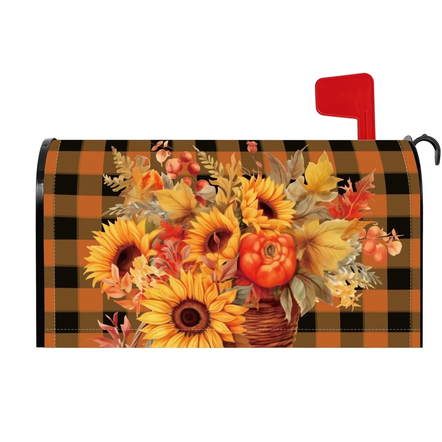 Pbobriich Orange Black Checkered Fall Mailbox Cover,18x21 - Walmart.com