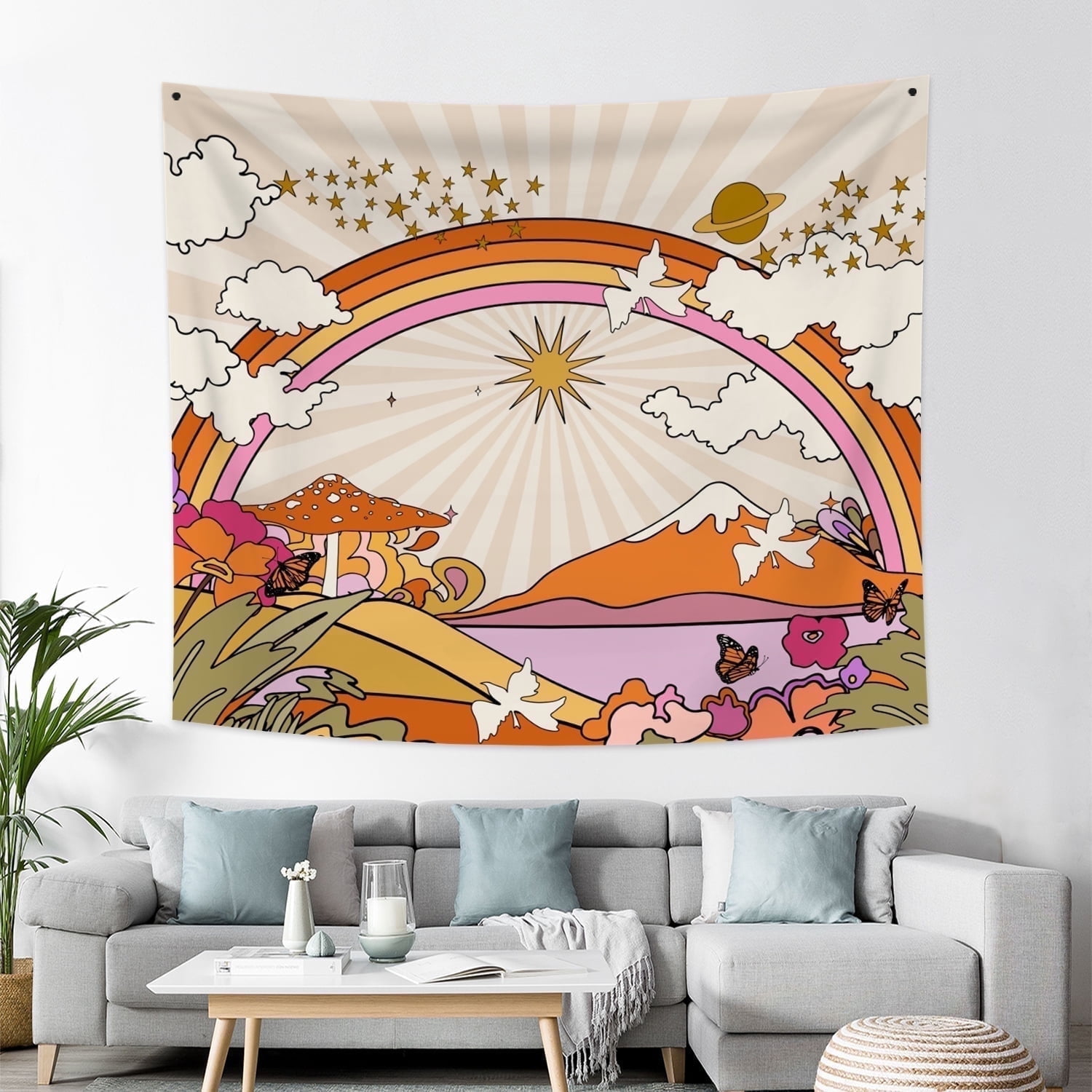 PBOBRIICH Vintage 70s 60s Groovy Tapestry Retro Rainbow Tapestry for ...