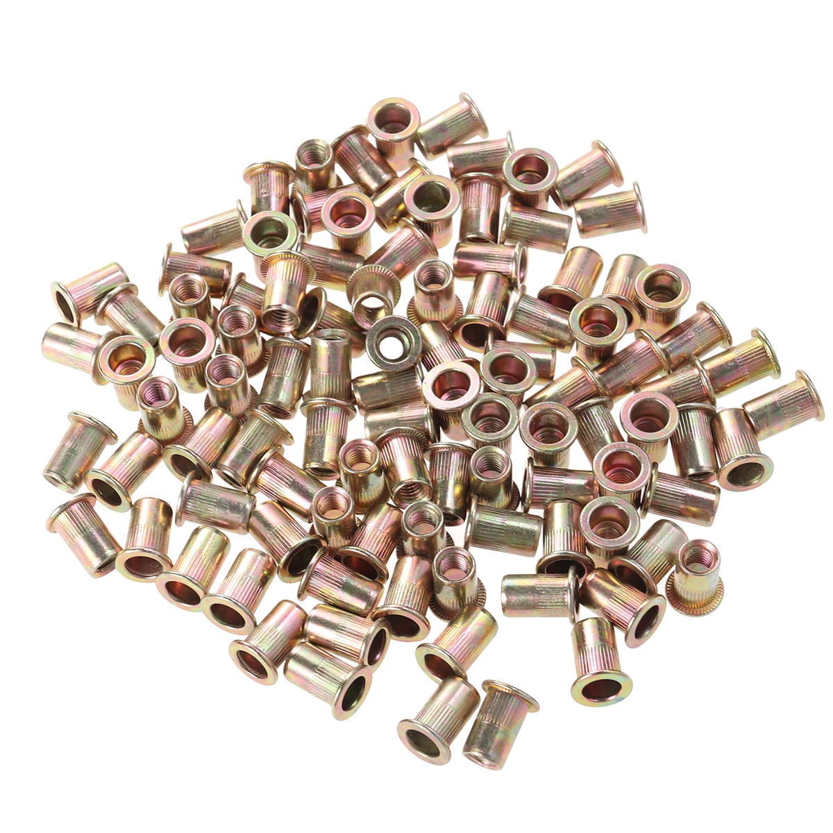 PBPBOX 100Pcs Rose Gold Zinc Plated Flat Head Column Rivet Nut ...