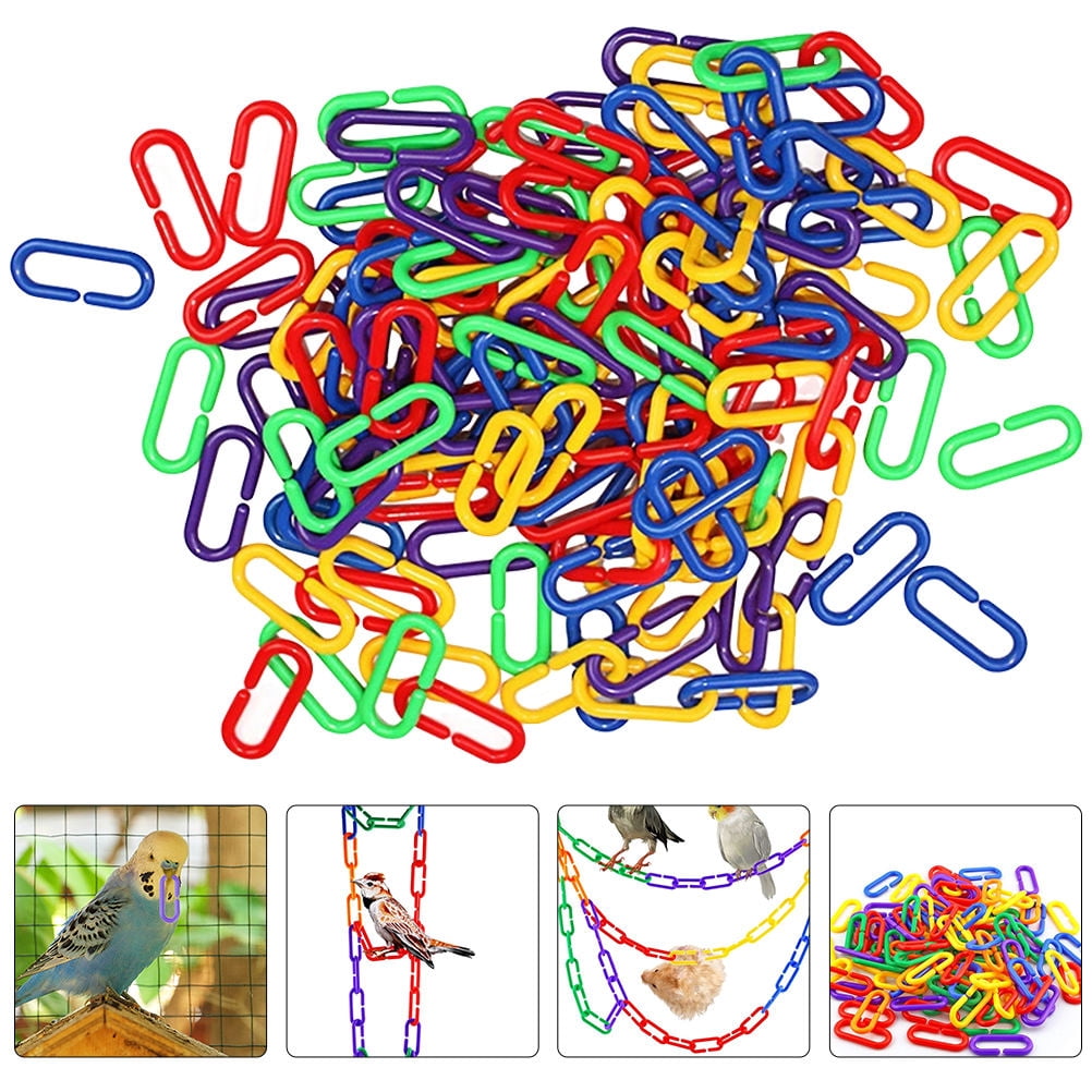 PBPBOX 100Pcs Bright Colors Bird Chain Toys for Parakeets and Budgies 3 ...