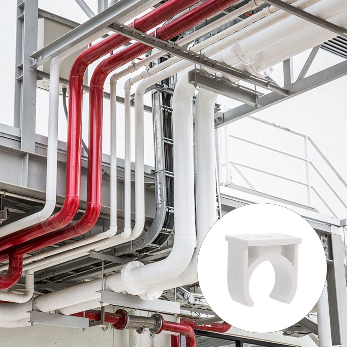 PBPBOX 100pcs Tube Pipe Clip Metal Cable Clamp PVC White for Home ...