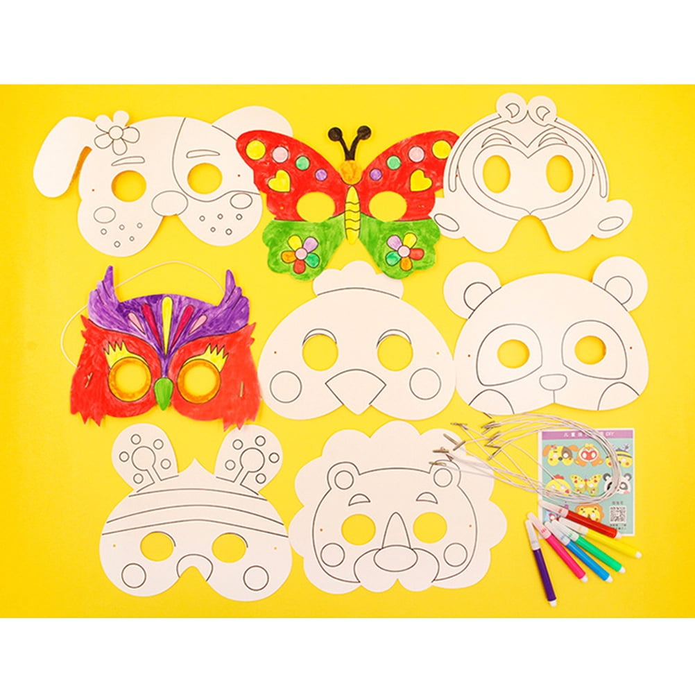 PBPBOX 10PCS DIY Graffiti Paper Mask White Blank Paper Masks for Kids ...