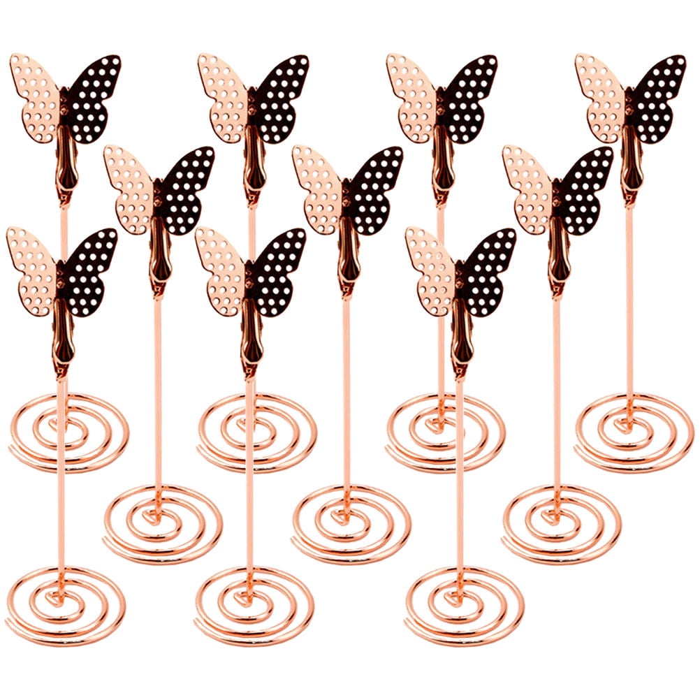 PBPBOX 10pcs Metal Wire Place Card Holder Rose Gold Iron For Notes ...