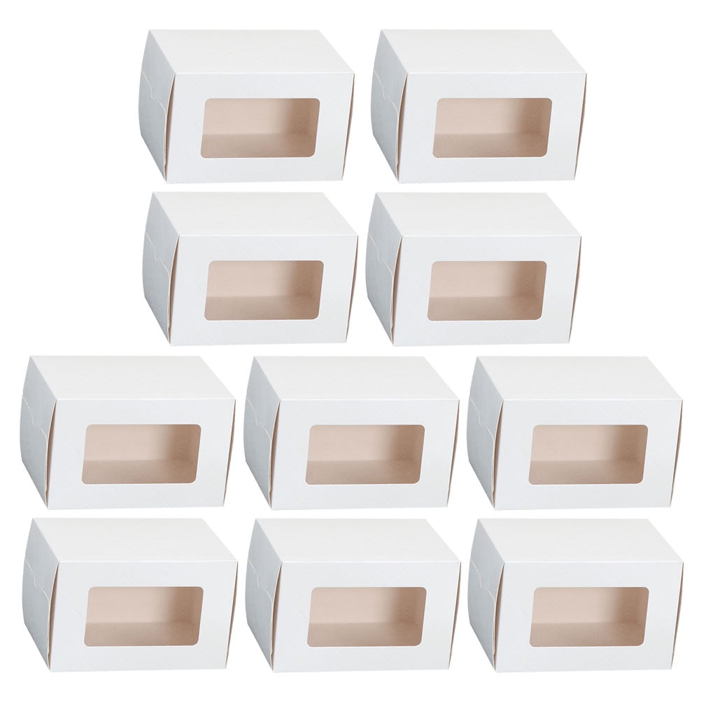 PBPBOX 10pcs Simple Dessert Box With Window White Cake Container For ...