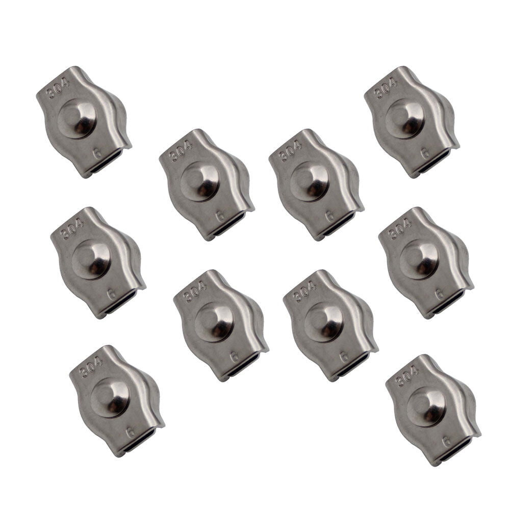 PBPBOX 10pcs Stainless Steel Wire Clip Heads Wire Rope Fasteners Smooth ...
