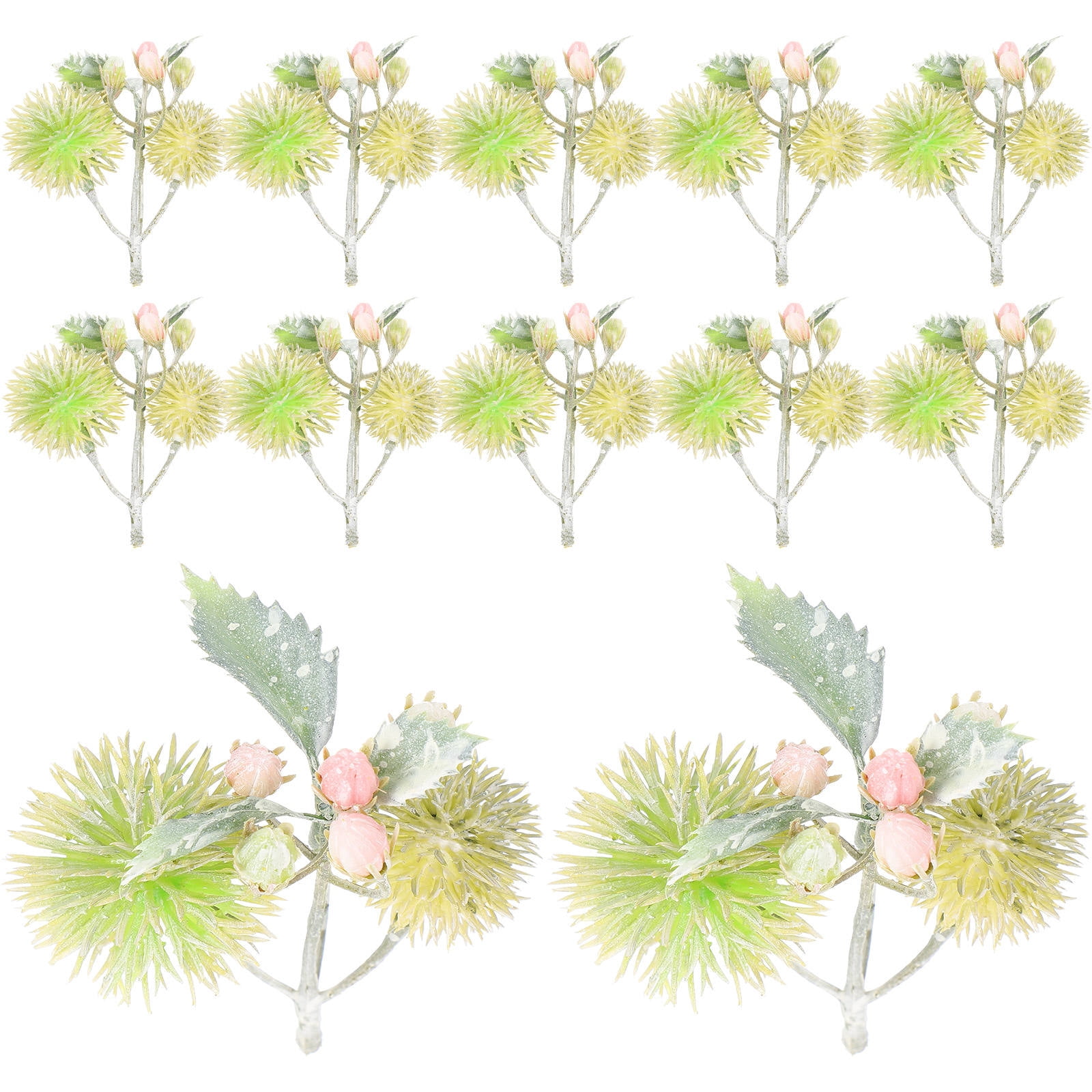 PBPBOX 12 Pcs Decorative Flowers Plastic Flower Green DIY Decor Table ...